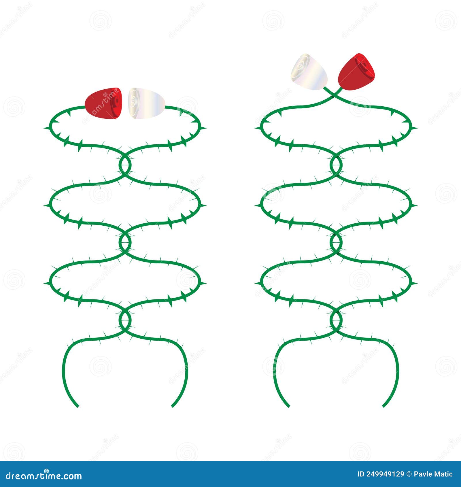 Roses Intertwined Isolated on White Background Stock Vector ...