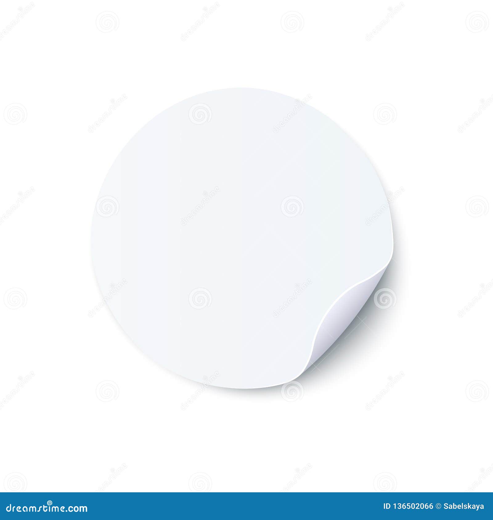 Vector Illustration of Round Blank White Sticker with Folded Edge ...