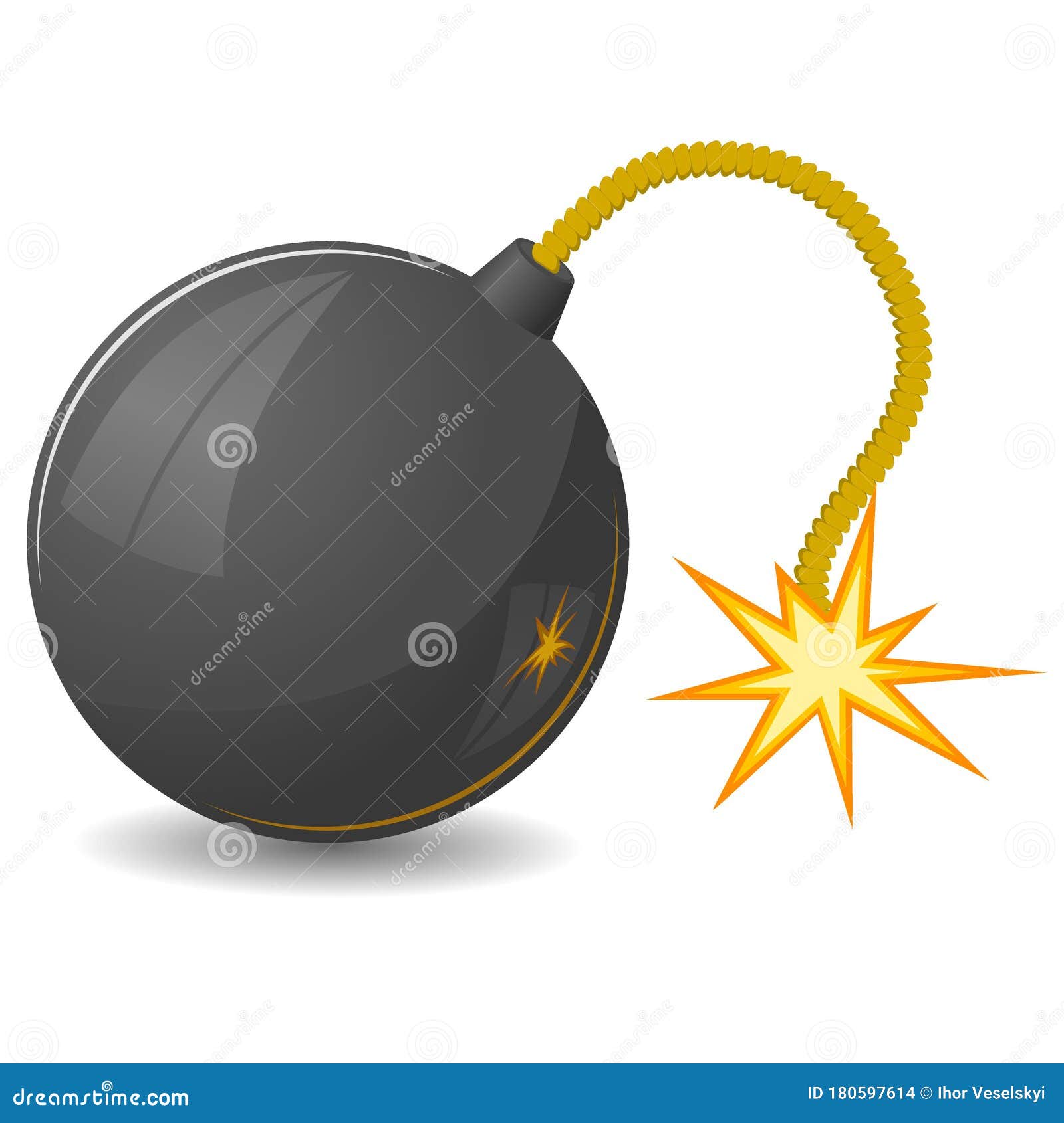 Vector Illustration of Round Bomb with a Fuse Stock Vector ...
