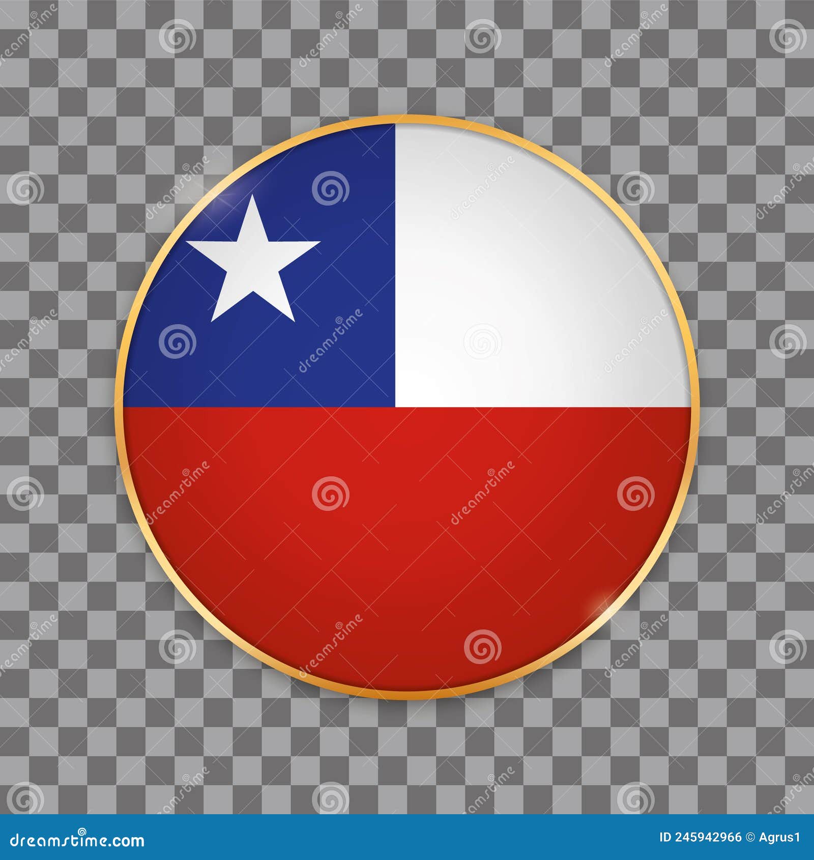 Vector Illustration of Round Button Banner Wit Country Flag of Chile ...