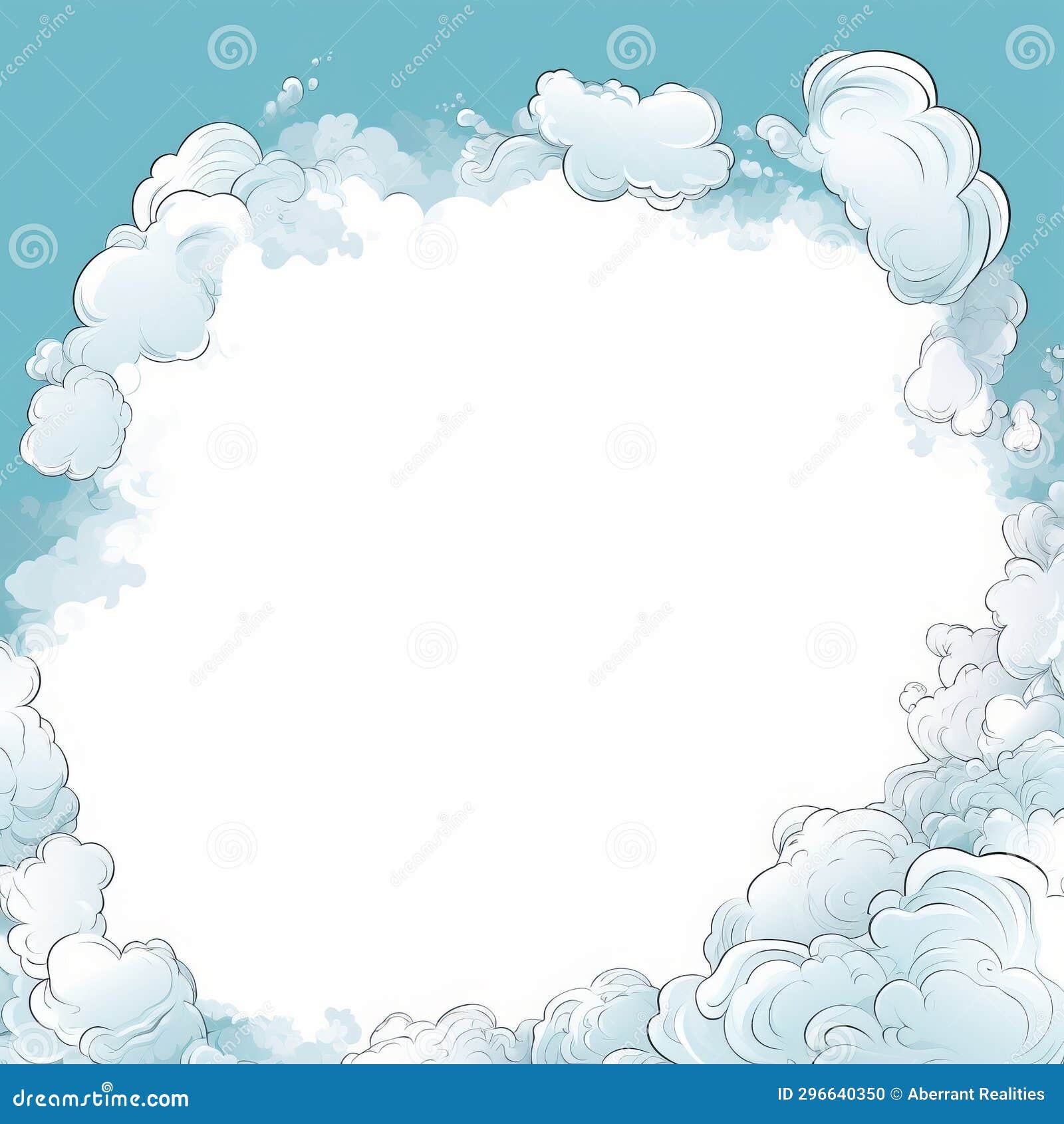Vector Illustration of a Round Cloud Frame on a Blue Sky Background ...