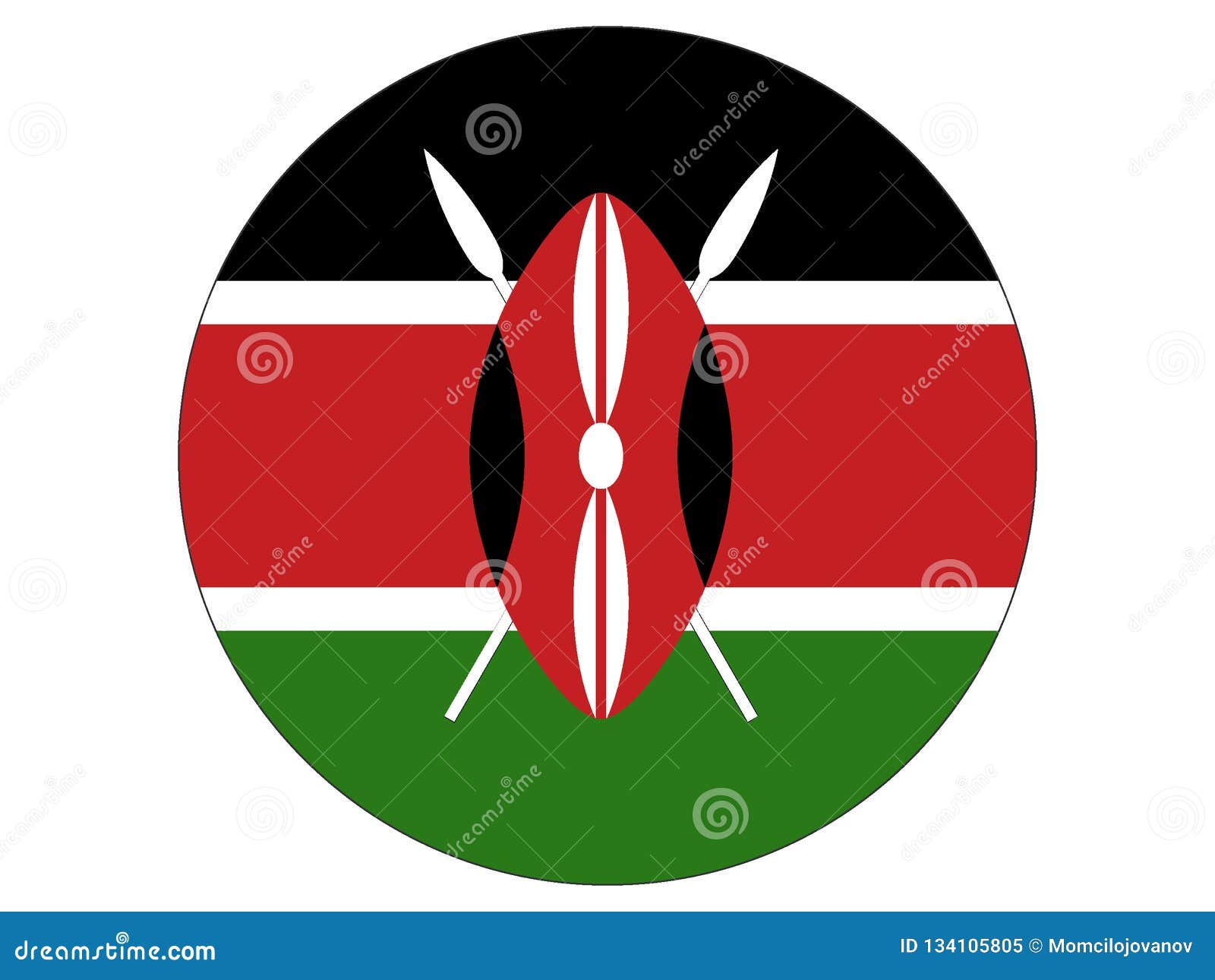 Round Flag of Kenya stock vector. Illustration of cape - 134105805