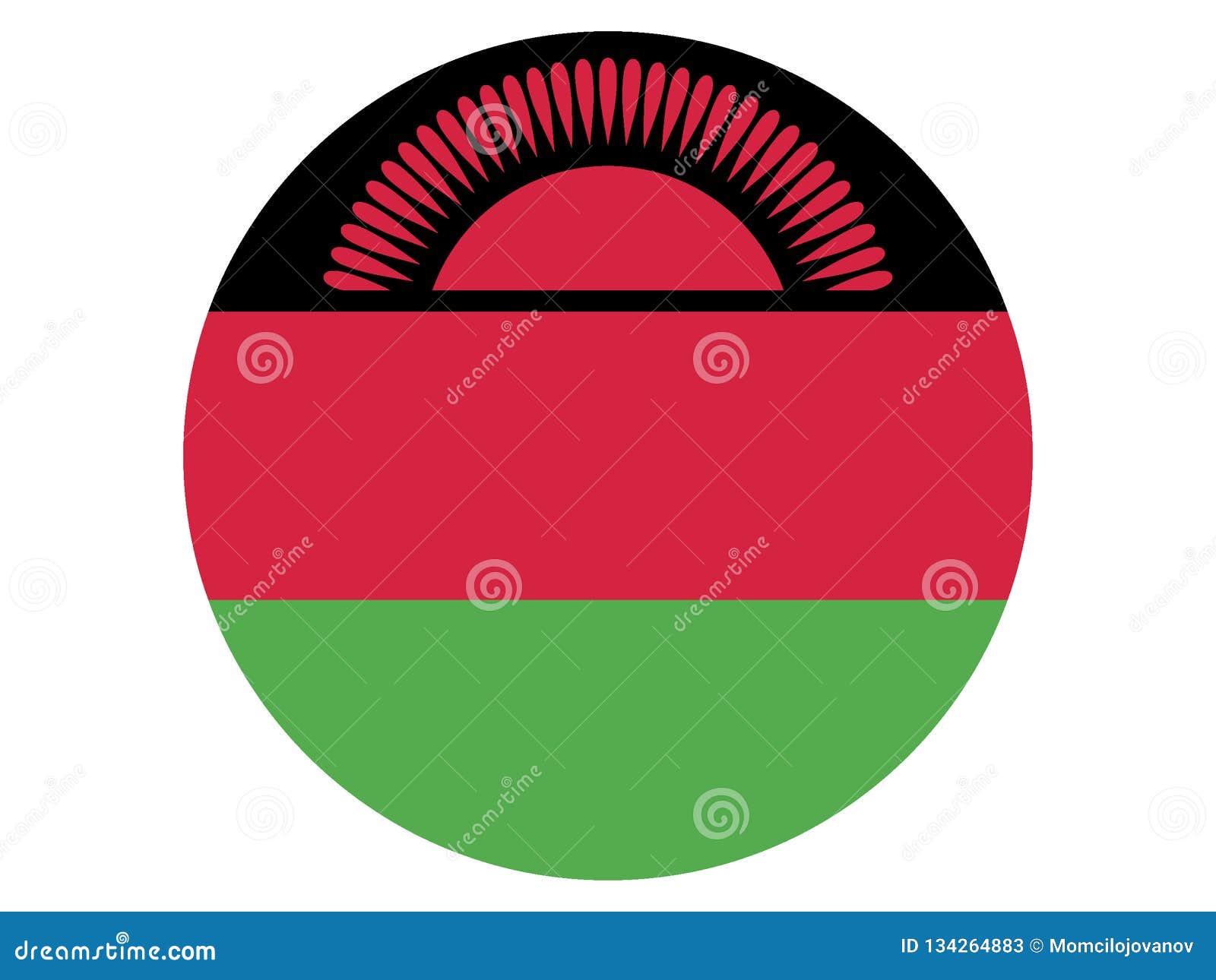 Round Flag of Malawi stock vector. Illustration of dominica - 134264883