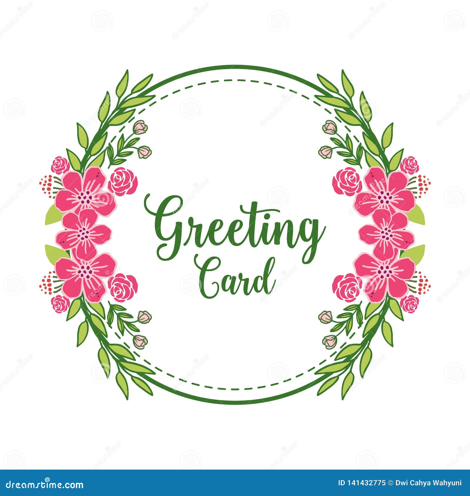 Vector Illustration Round Flower Frame for Greeting Card Template Stock ...