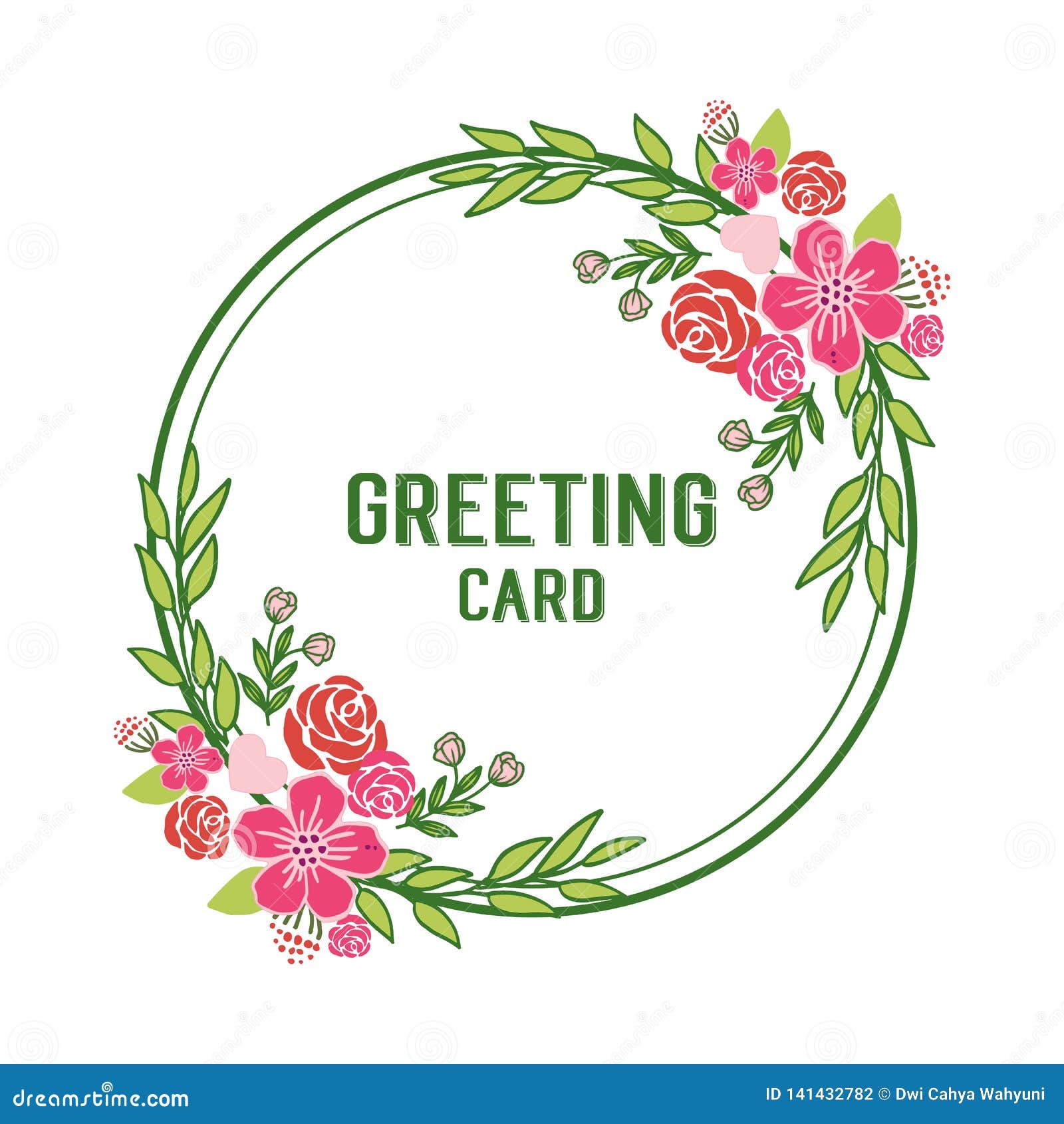 Vector Illustration Round Flower Frame for Greeting Card Template Stock ...