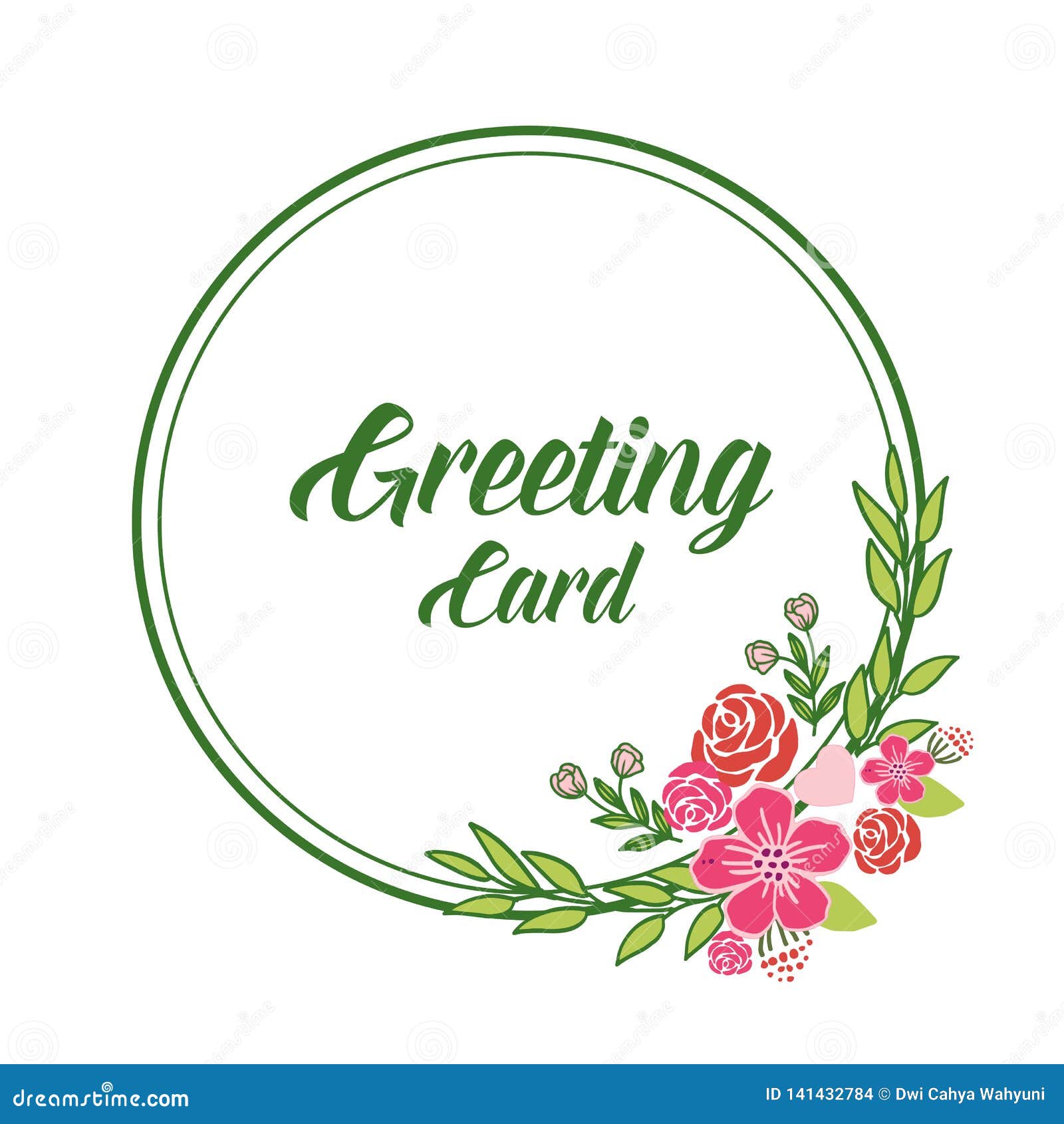 Vector Illustration Round Flower Frame for Greeting Card Template Stock ...