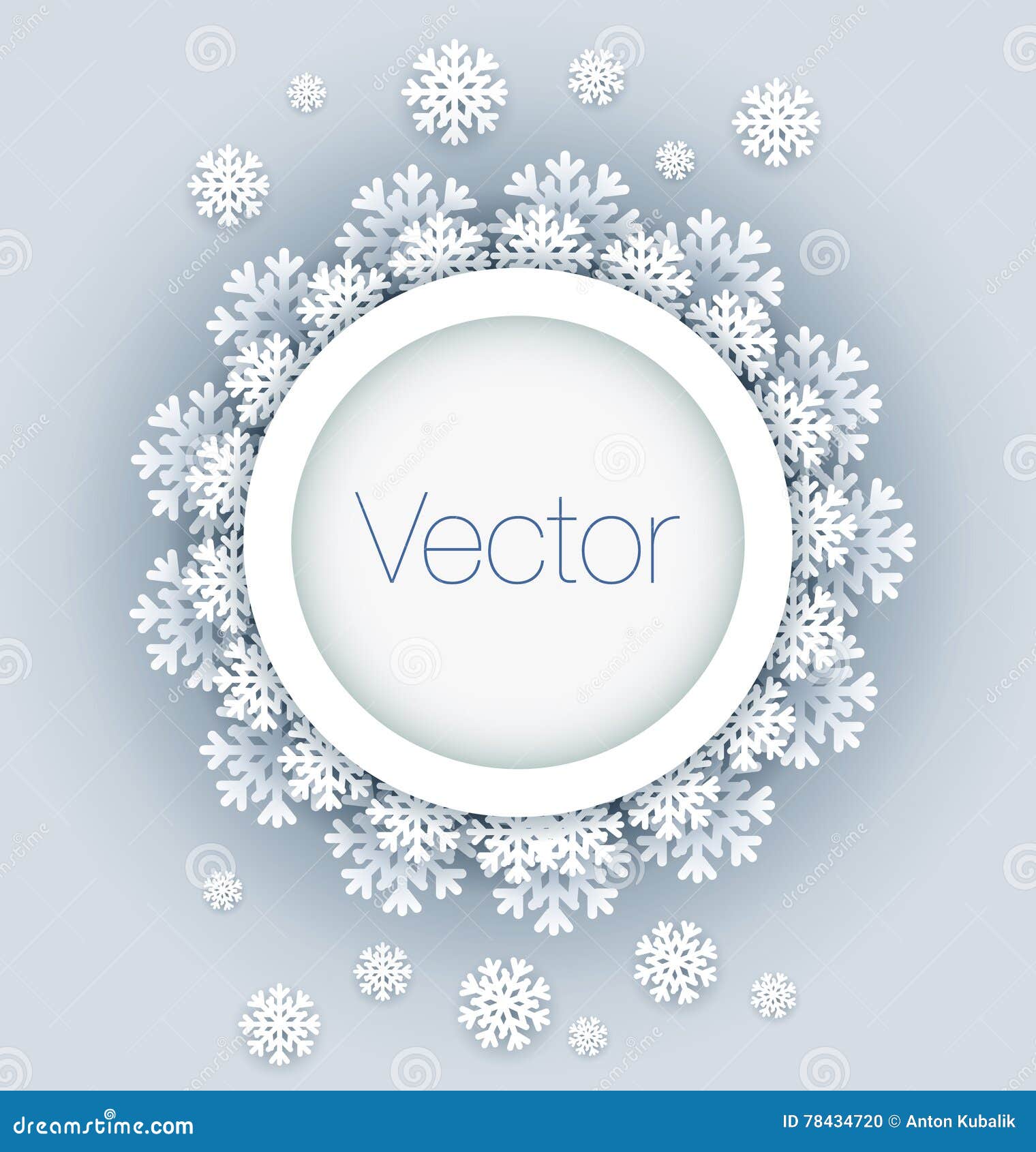 Vector Illustration Round Frame with Snowflakes Stock Vector ...