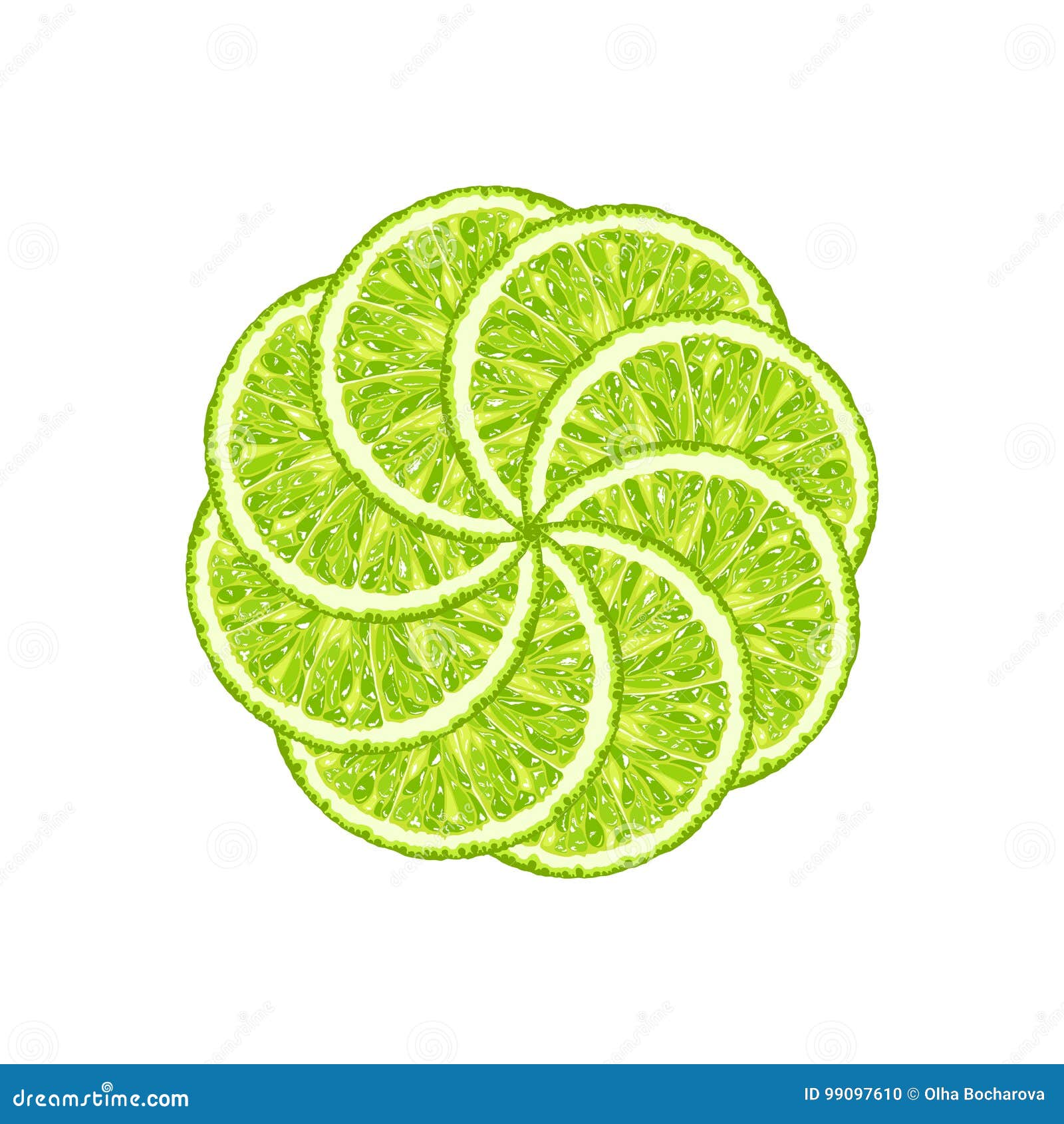 Vector Illustration of Round from Lime Slice. Citrus Circle Stock ...