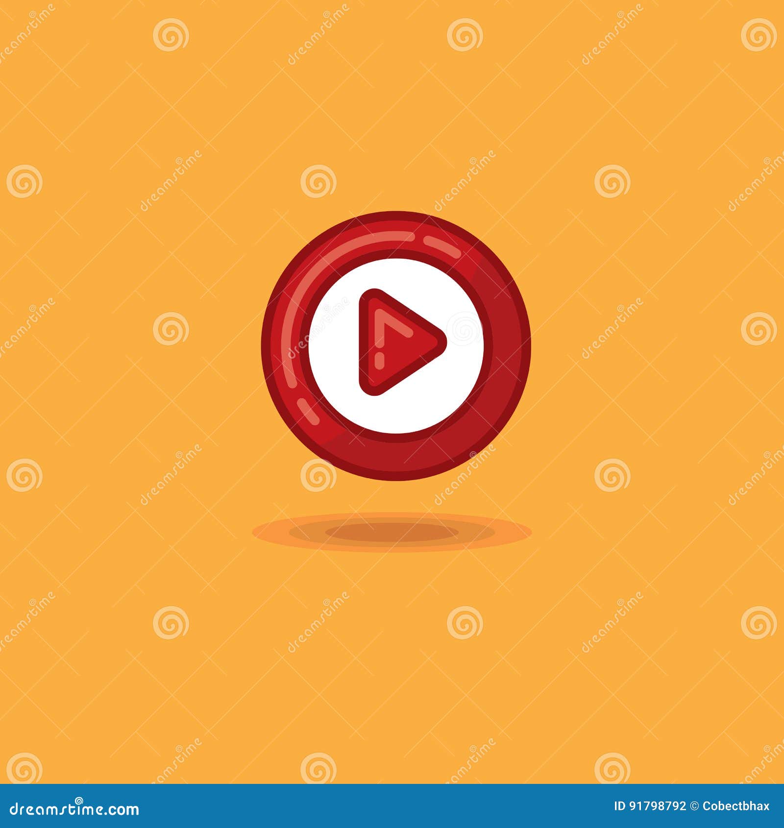 Vector Illustration Round Play Button, Start Button on an Orange ...