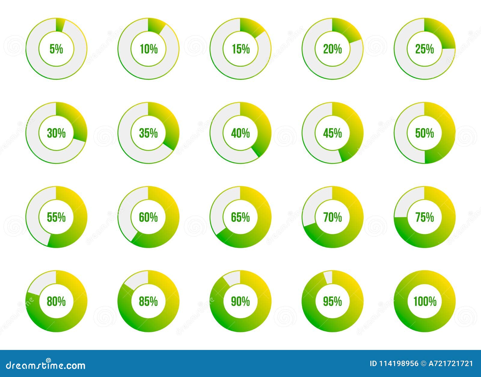 Vector Illustration Of Round Progress Bar Circle Indicators Status