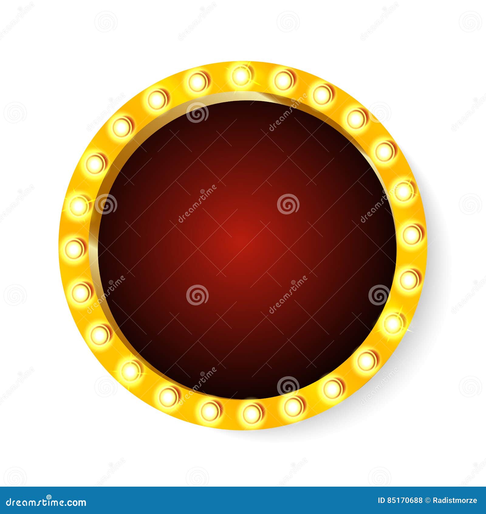 Vector Illustration of Round Retro Light Frame Isolated on White ...