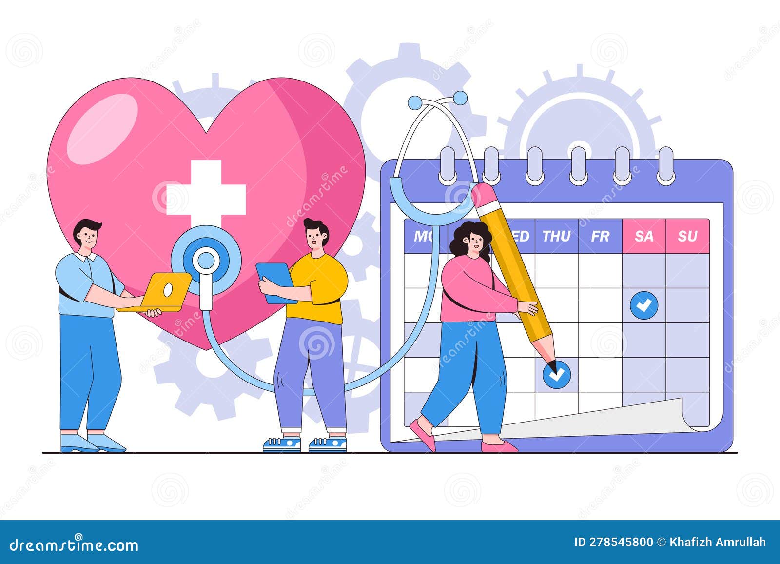 Vector Illustration of Routine Examination and Medical Examination with ...