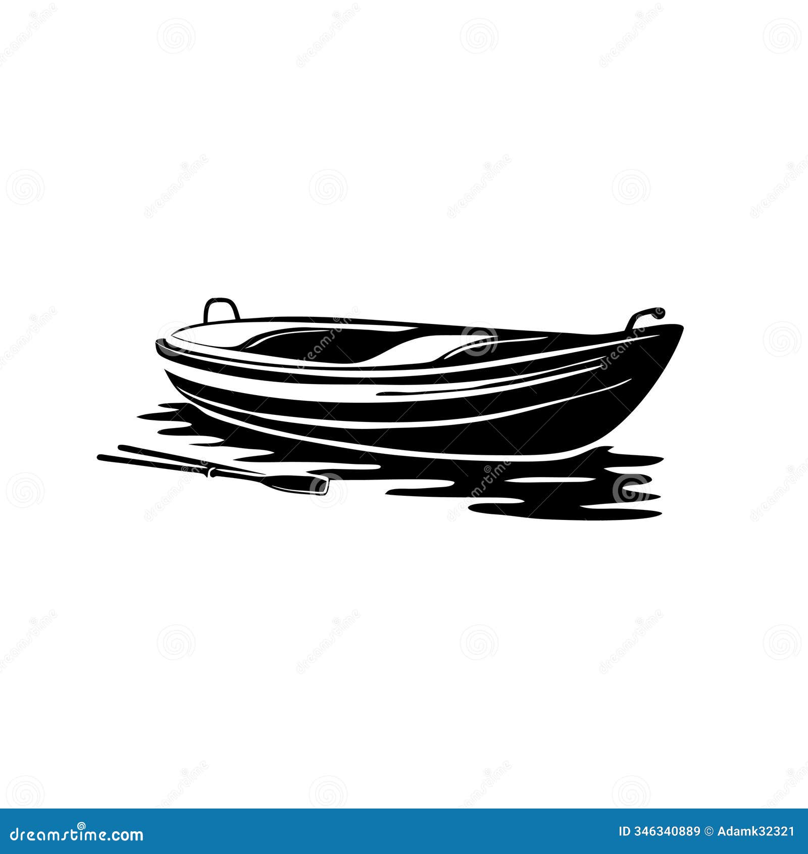 Vector Illustration of Rowboat with Paddle on Water Surface Stock ...