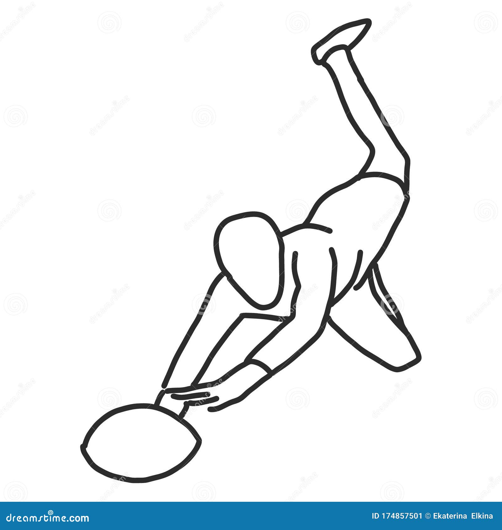 Vector Illustration of a Rugby Player Wearing All Black Running with ...