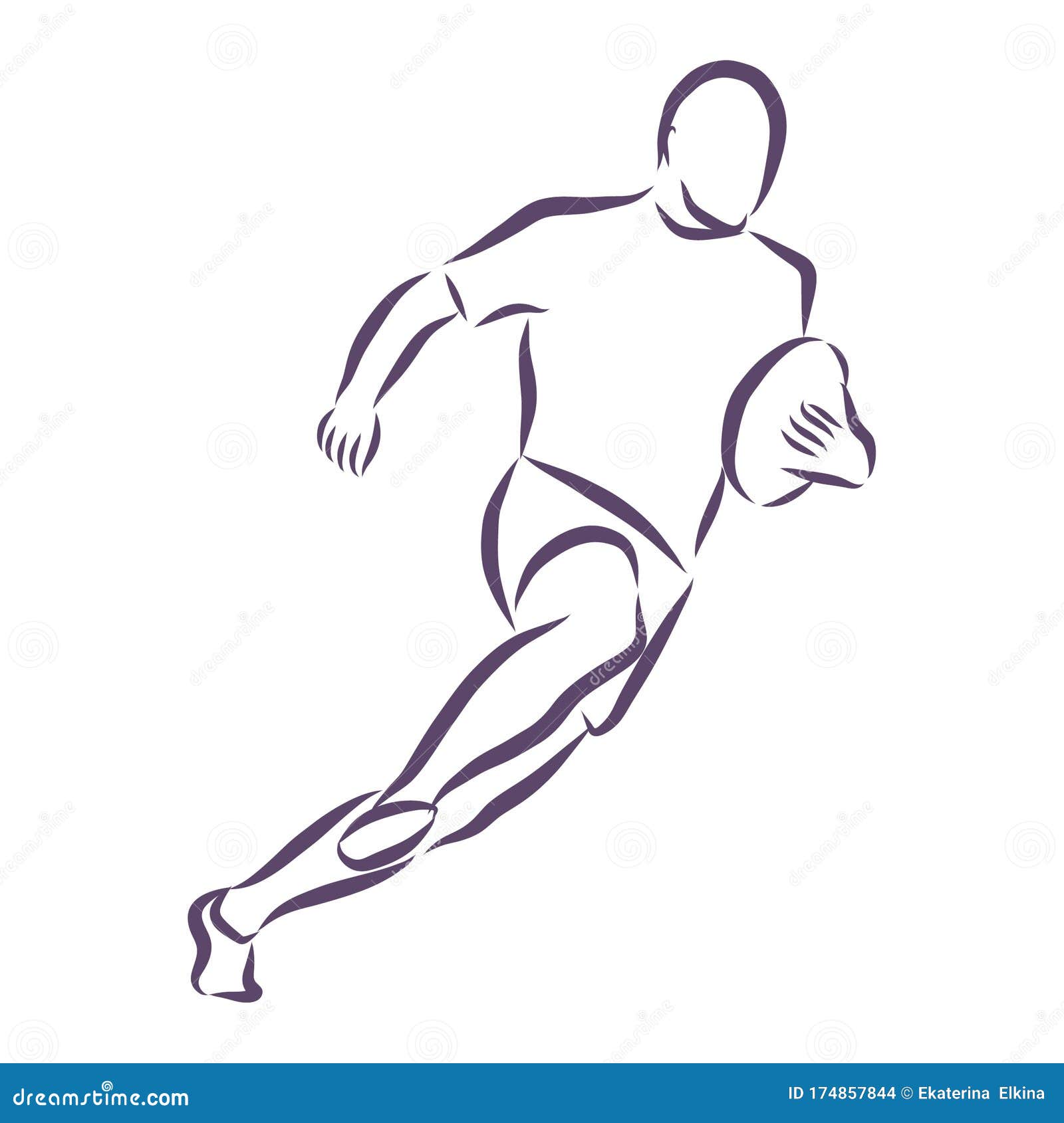 Vector Illustration of a Rugby Player Wearing All Black Running with ...