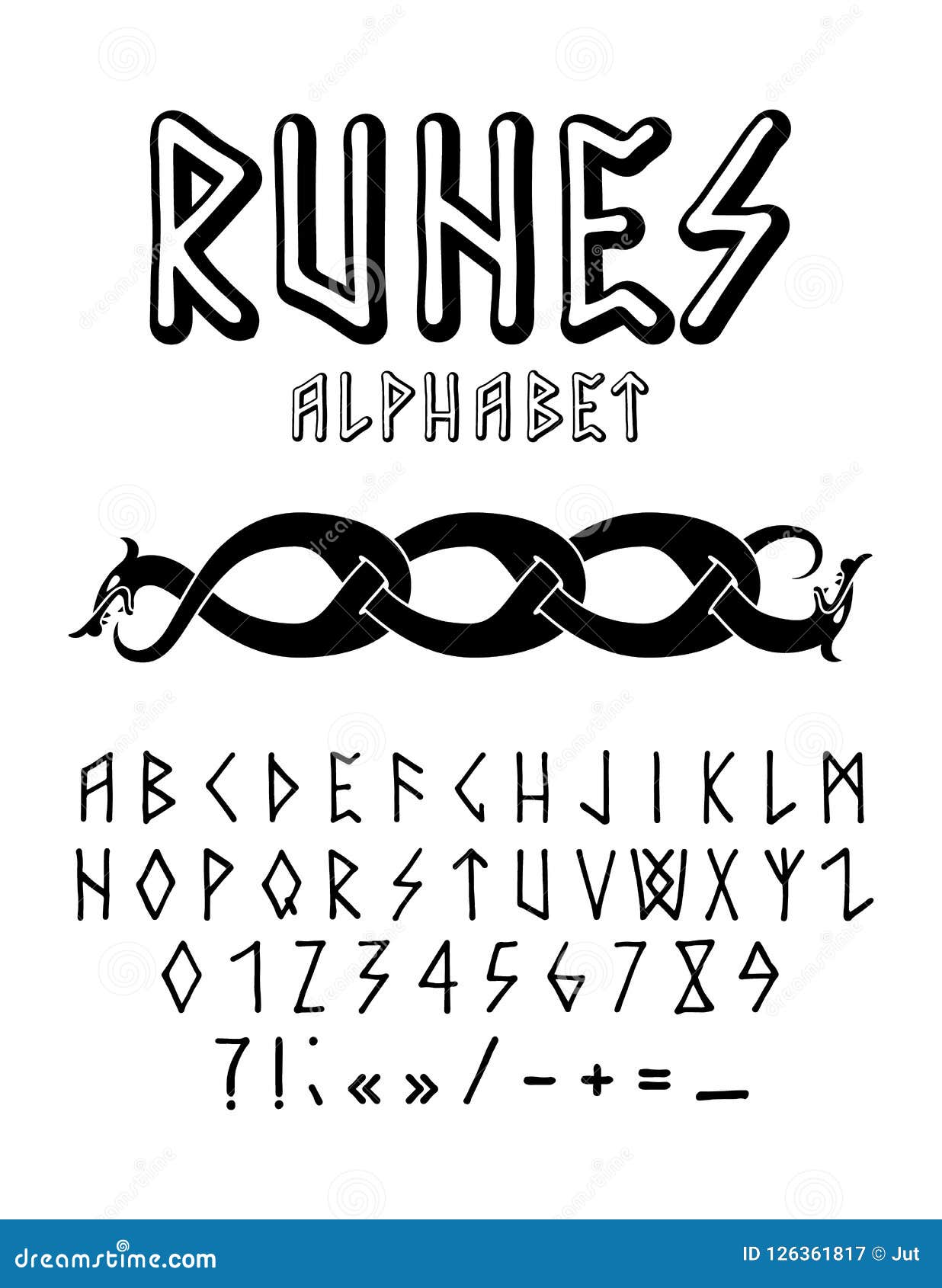 Runic Style Hand Drawn Alphabet Stock Vector - Illustration of nordic ...