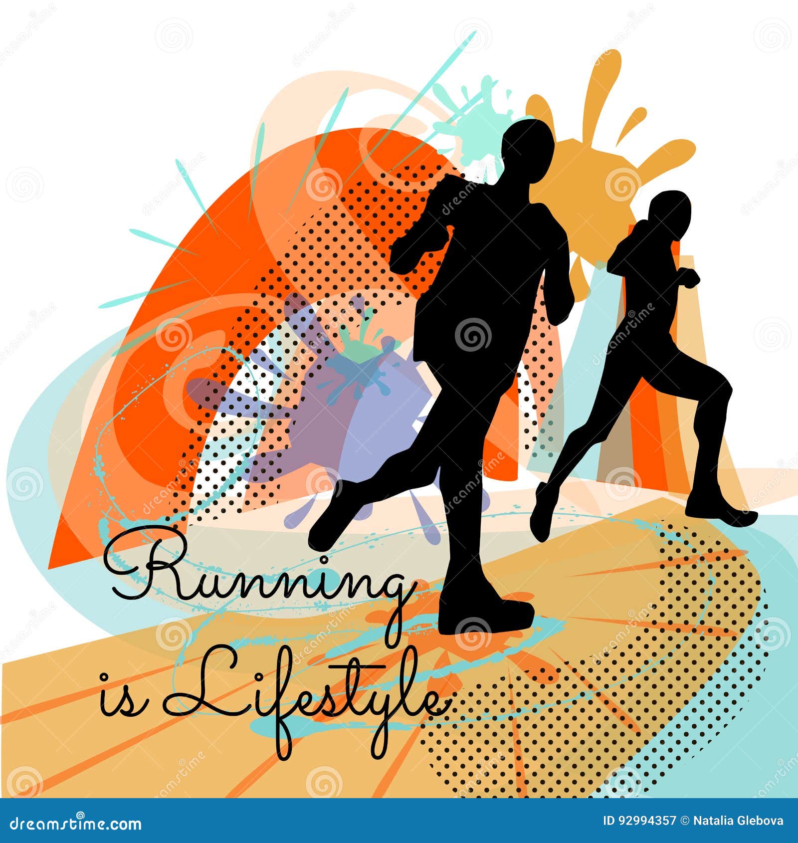Vector Illustration of Running People. Poster for Marathon Stock ...