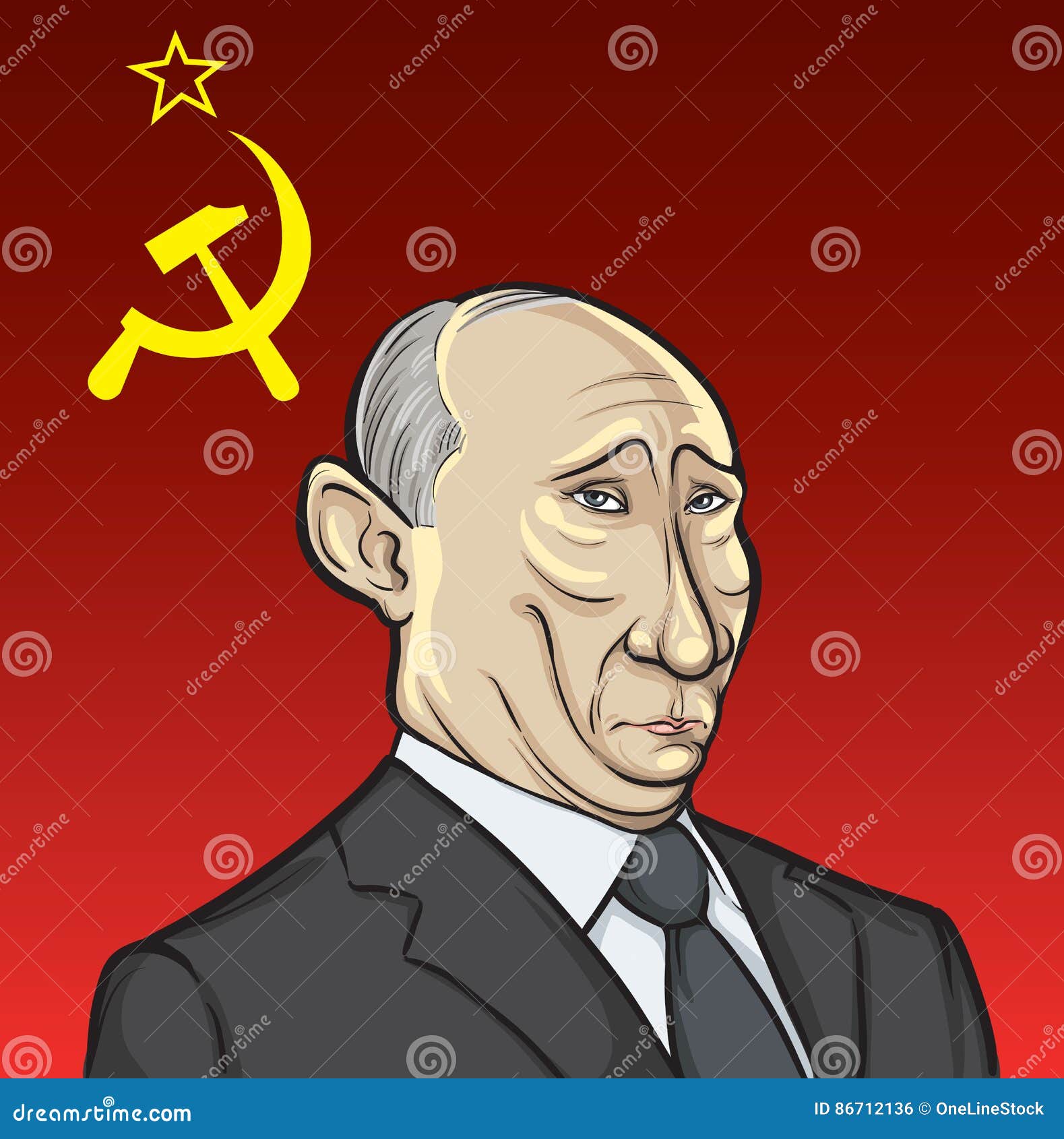 Vector Illustration of Russian President Putin on Soviet Flag Editorial ...