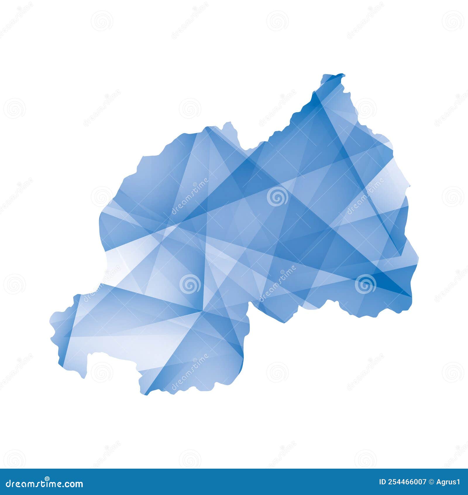 Vector Illustration of Rwanda Map with Blue Colored Geometric Shapes ...