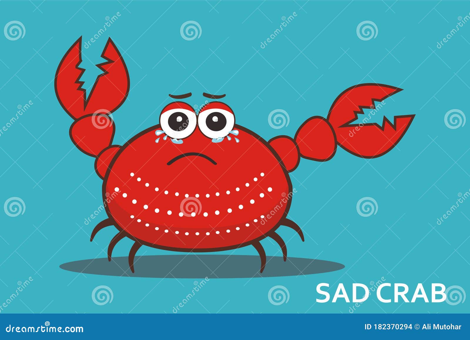 Vector Illustration of Sad Red Crab Stock Vector - Illustration of ...