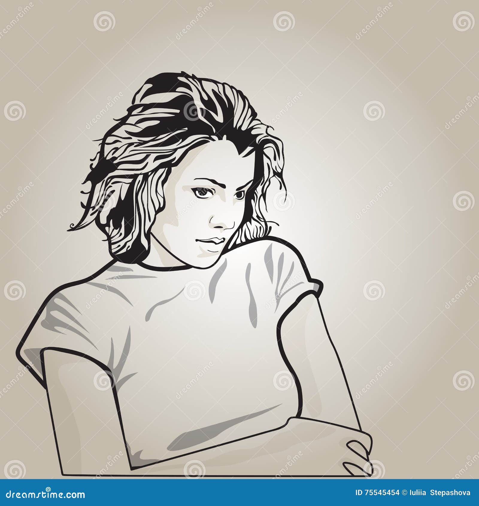 Vector Illustration of a Sad Woman . Stock Vector - Illustration of ...