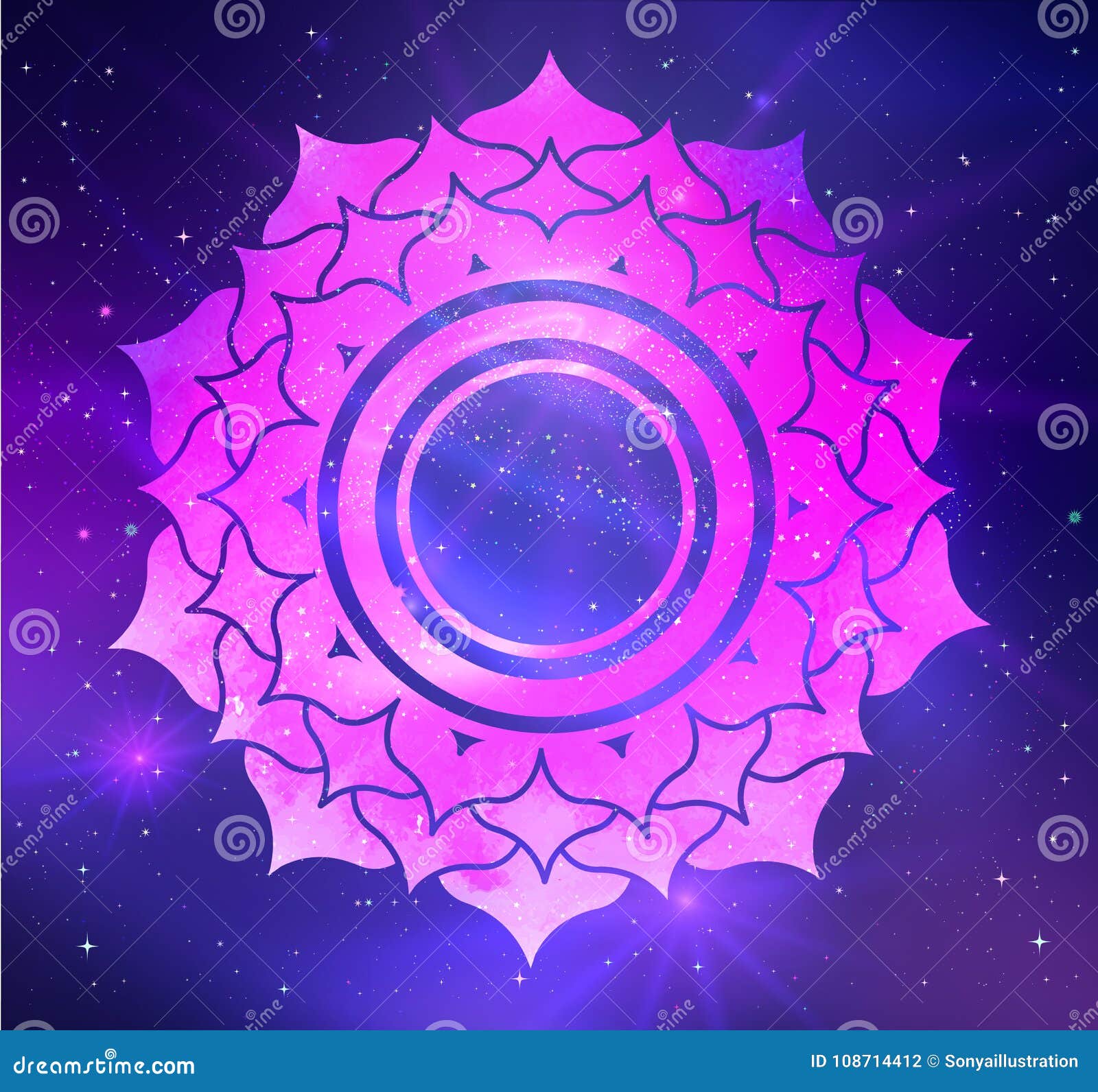 Sahasrara Chakra. Seventh, Crown Chakra Symbol Cartoon Vector ...