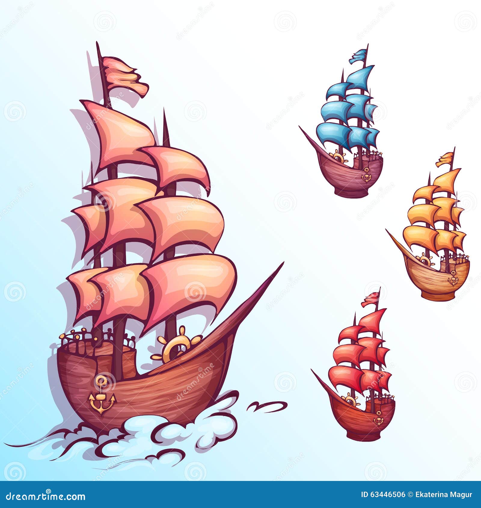 Vector Illustration of Sail Ship with Label Stock Vector - Illustration ...