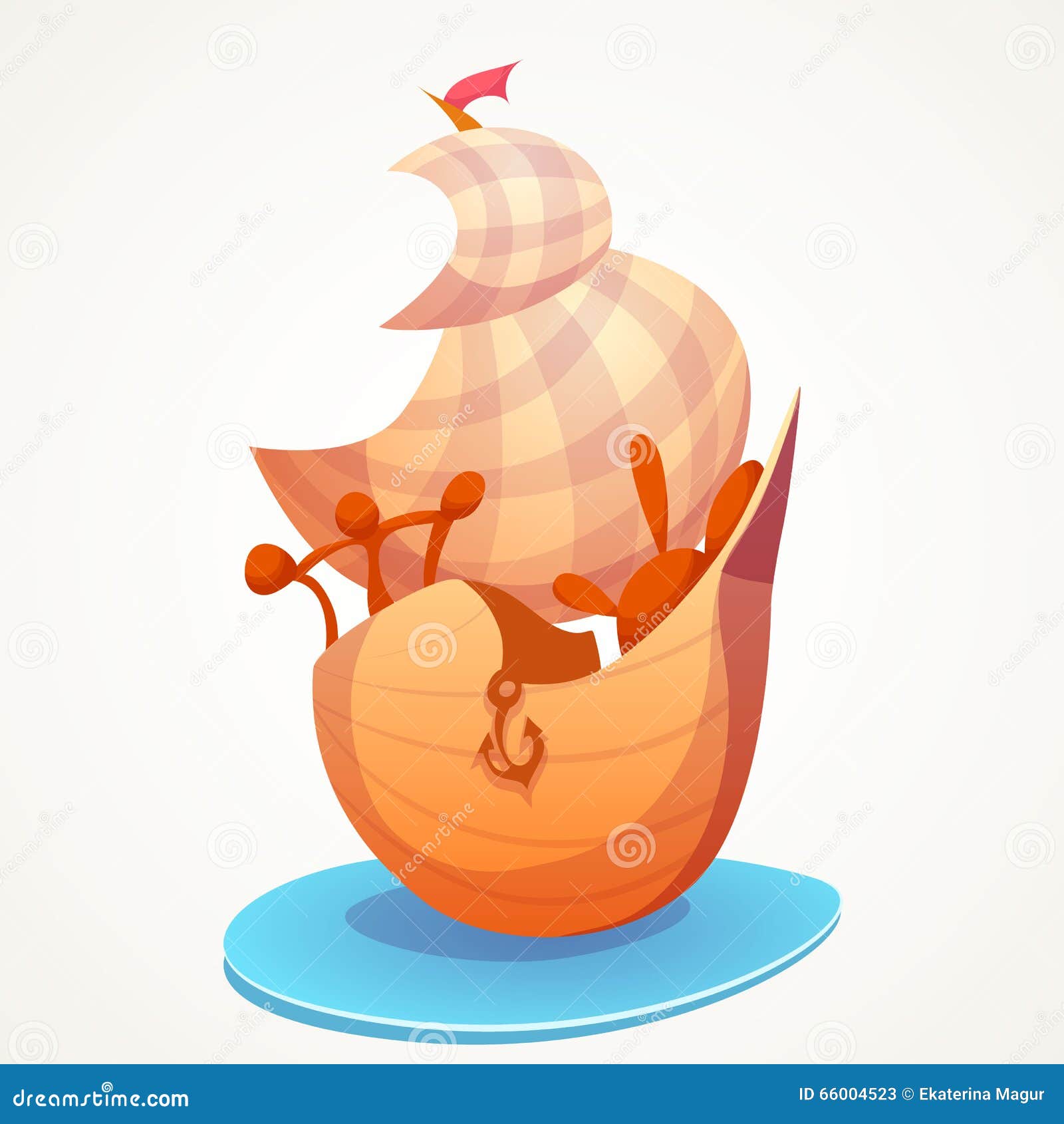 Vector Illustration of Sail Ship with Label Stock Vector - Illustration ...