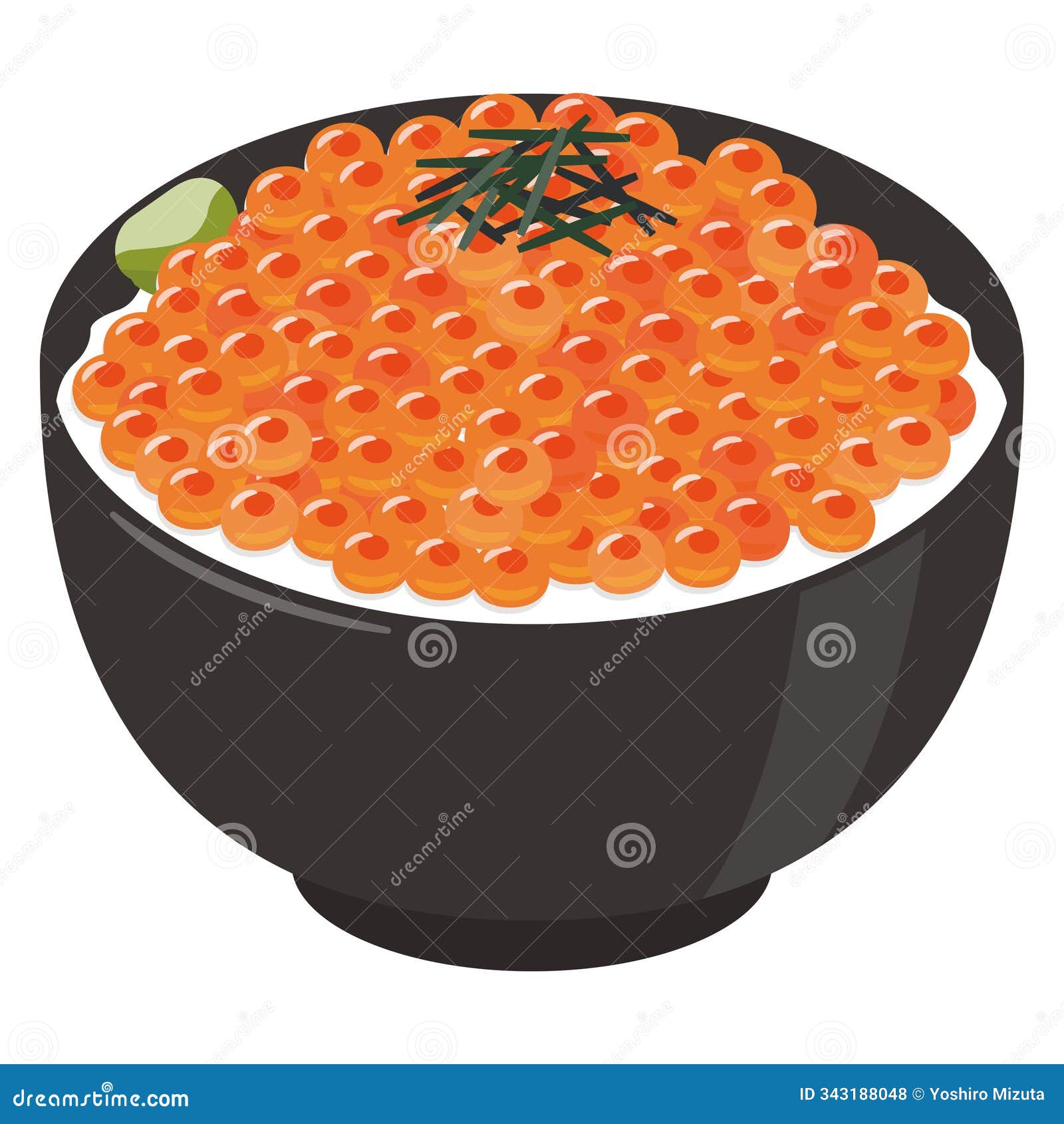 Vector Illustration of Salmon Roe Bowl Stock Illustration ...