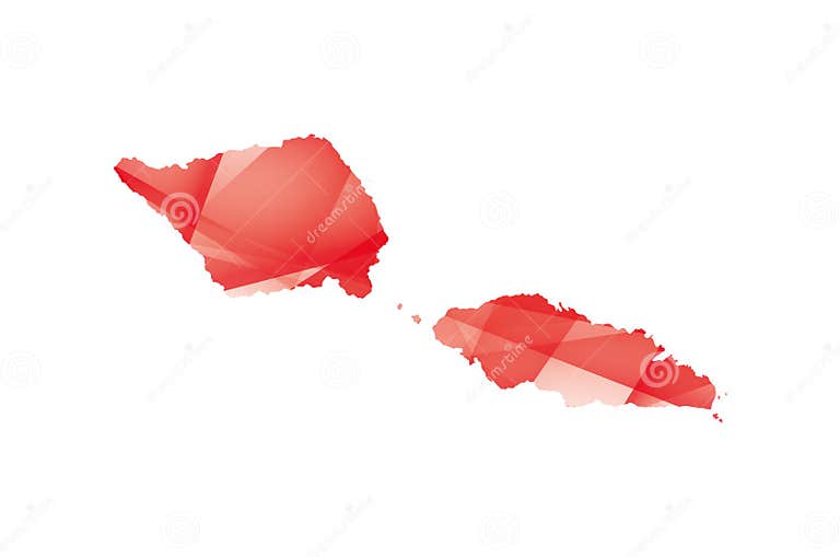 Vector Illustration of Samoa Map with Red Colored Geometric Shapes ...