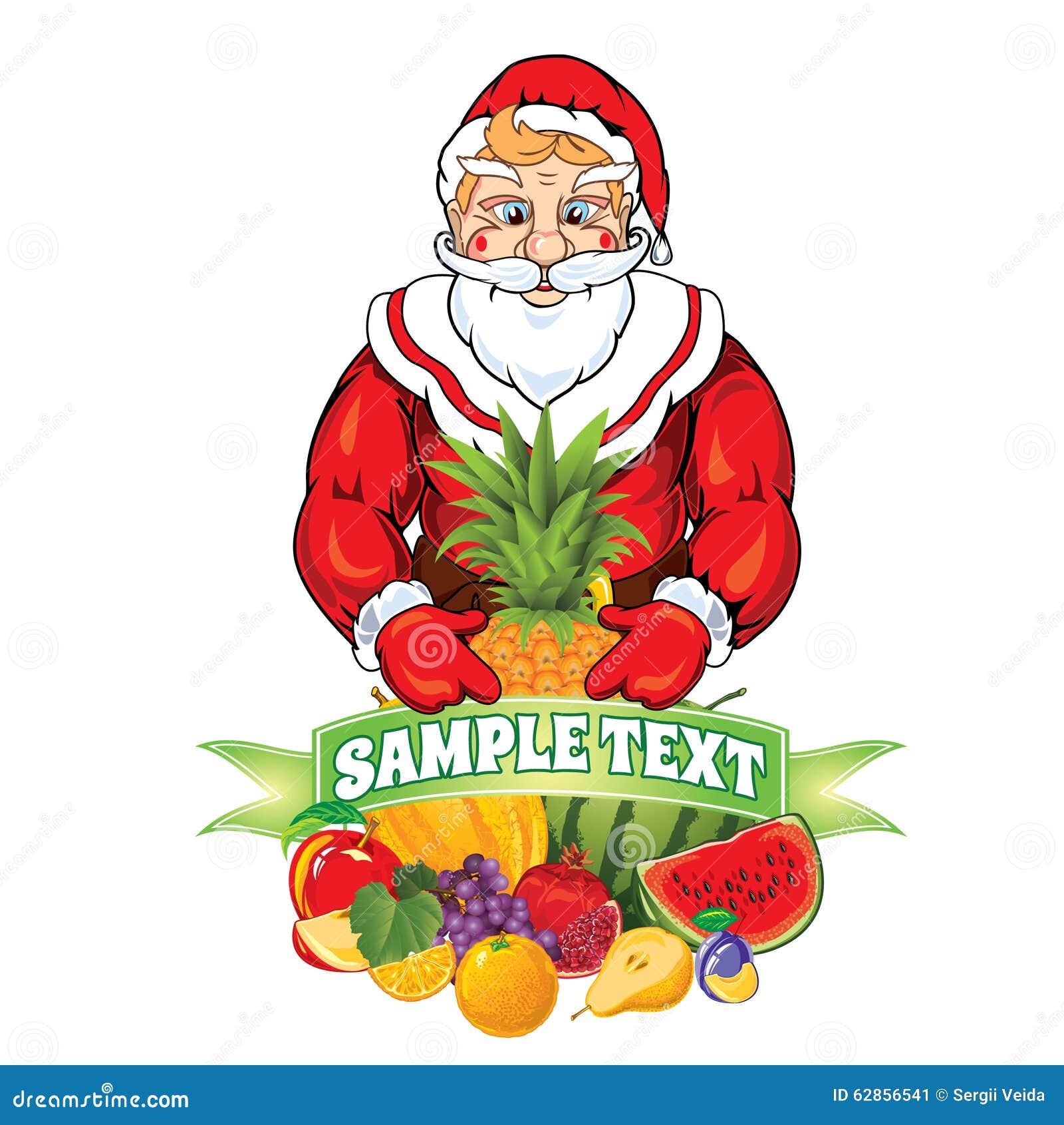 Vector Illustration of Santa Claus with a Fruit Stock Vector ...