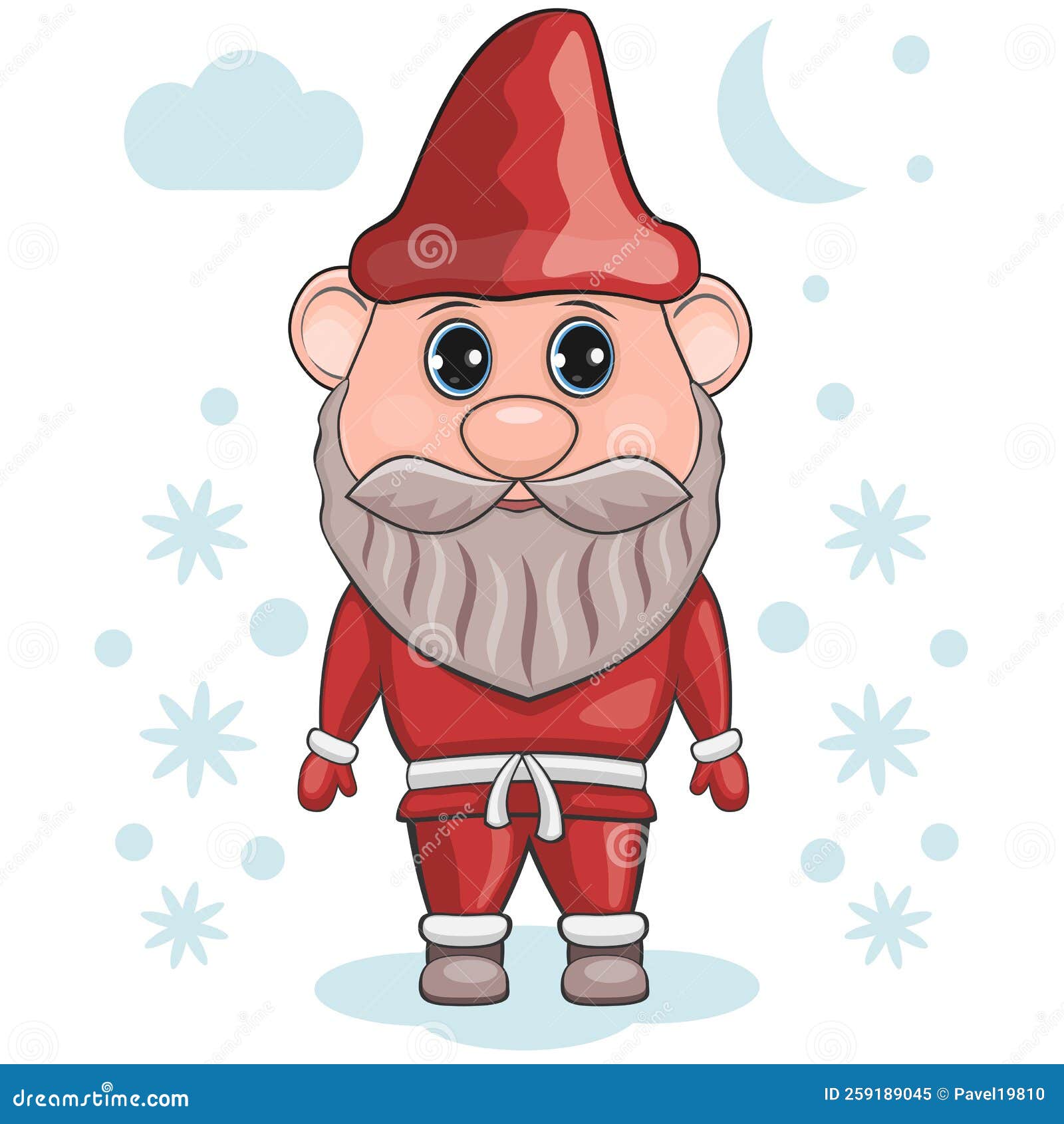 Vector Illustration of Santa Claus and Snowflakes on a White Background ...