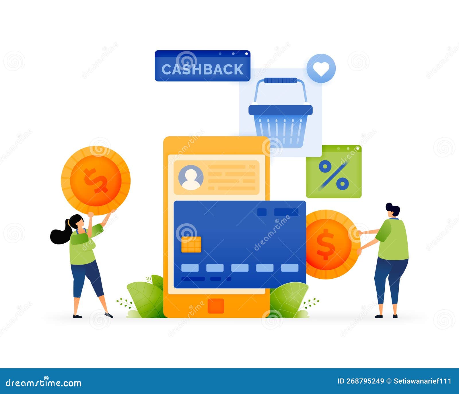 Vector Illustration of Savings Budget and Mobile E Commerce Cashback ...