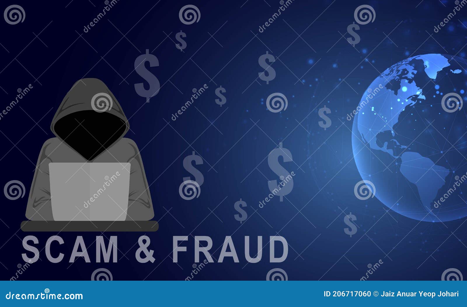 Vector Illustration of Scam and Fraud. Cybersecurity and Cyber Crime ...