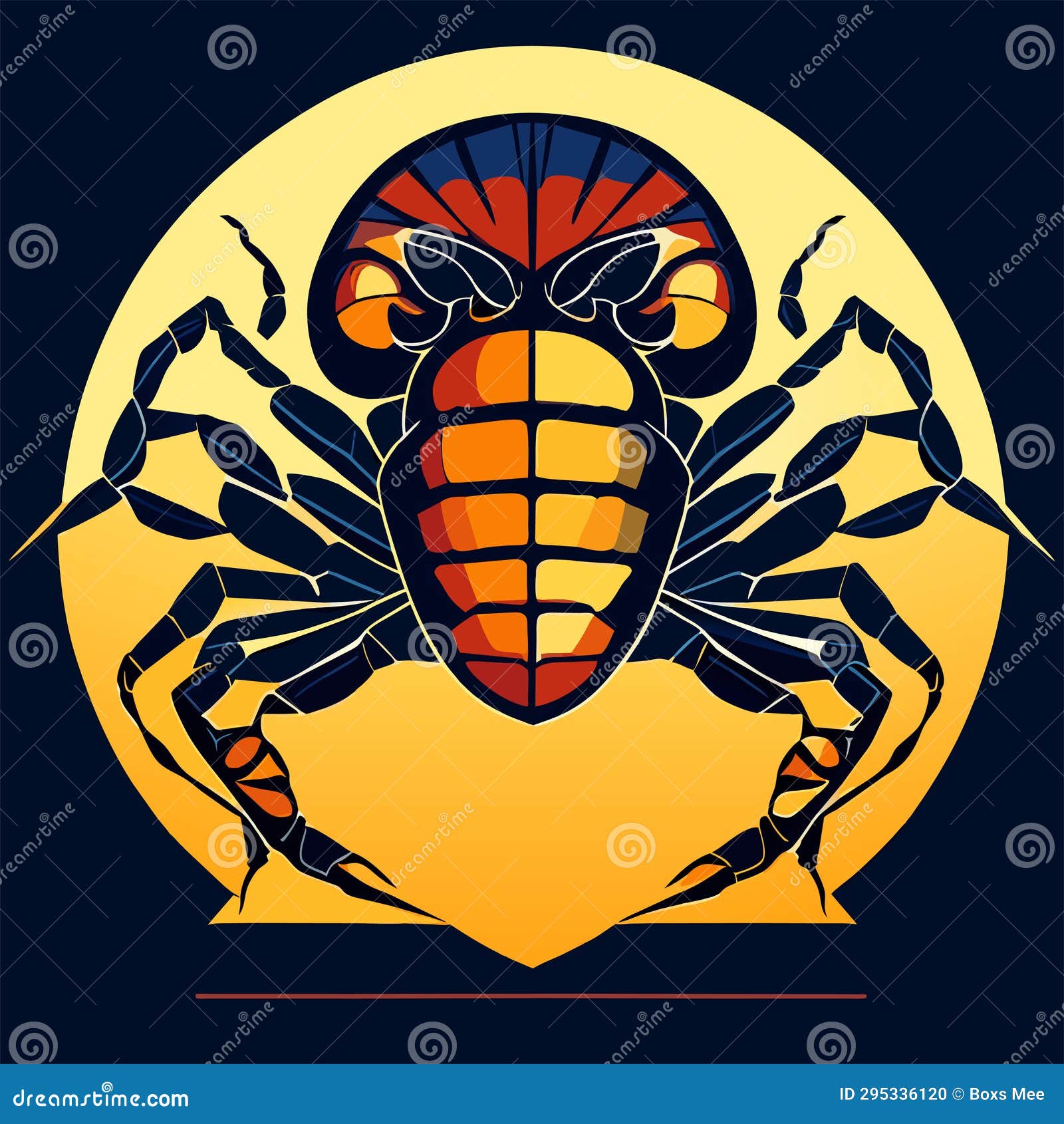 Scarab And Moon Cartoon Vector | CartoonDealer.com #125012631