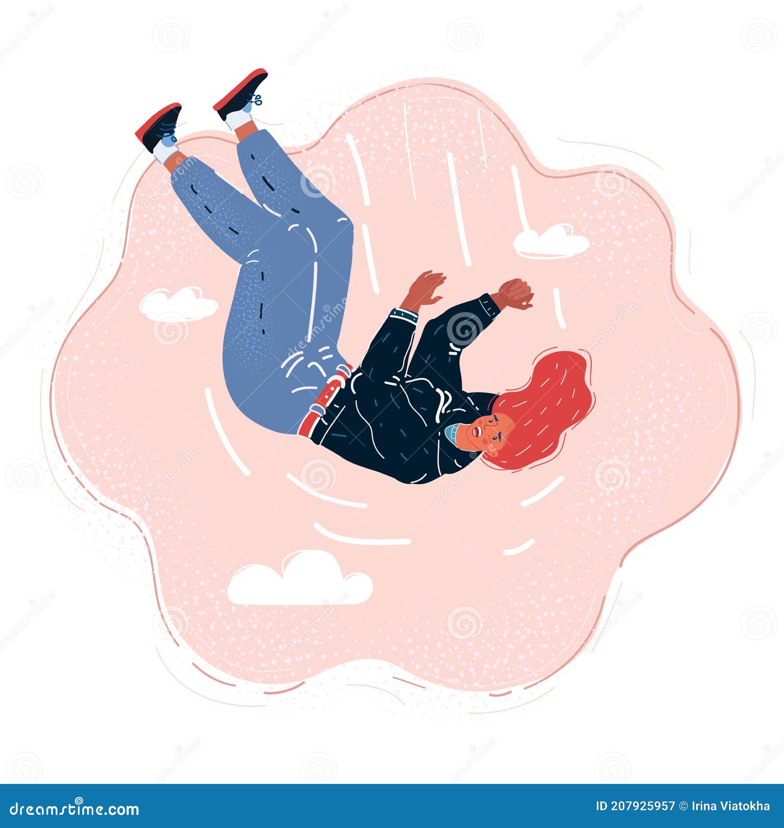 Vector Illustration of a Scared Woman Falling Down. Stock Illustration ...