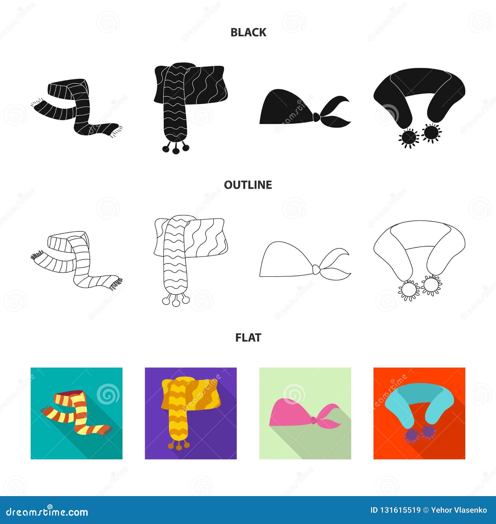 Vector Illustration of Scarf and Shawl Sign. Collection of Scarf and ...