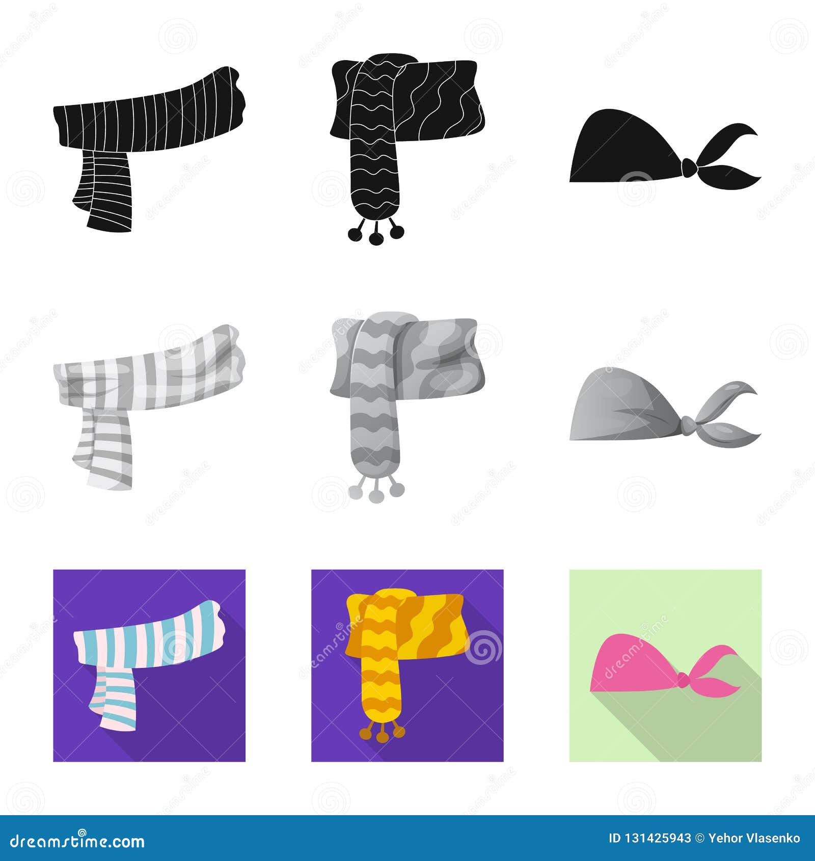 Vector Design of Scarf and Shawl Icon. Collection of Scarf and ...