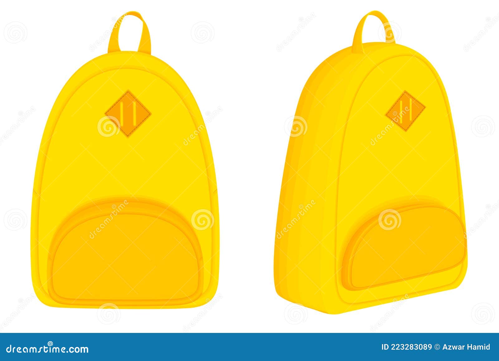 Vector Illustration of a School Bag of Two Two Different Views Stock ...