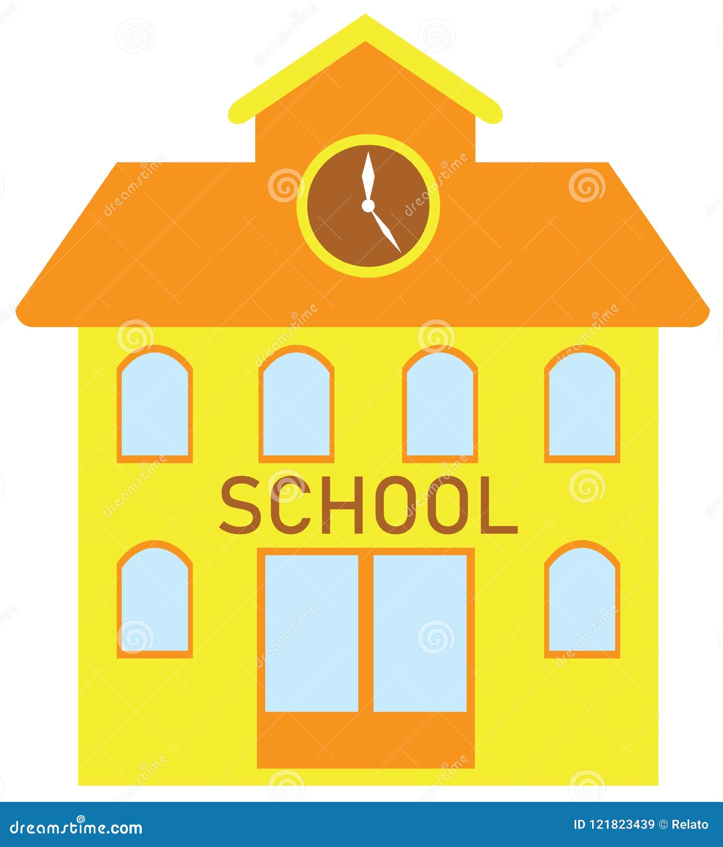 Vector School Building Flat Design Isolated on White Background. Stock ...