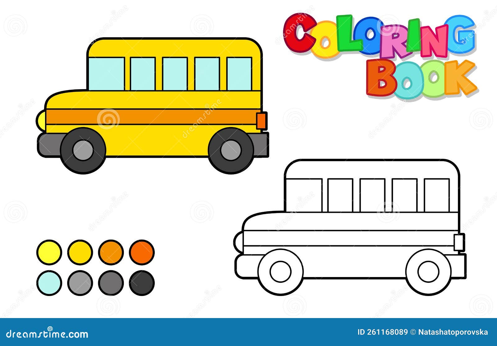 Vector Illustration of a School Bus. Coloring Book for Children. Simple ...