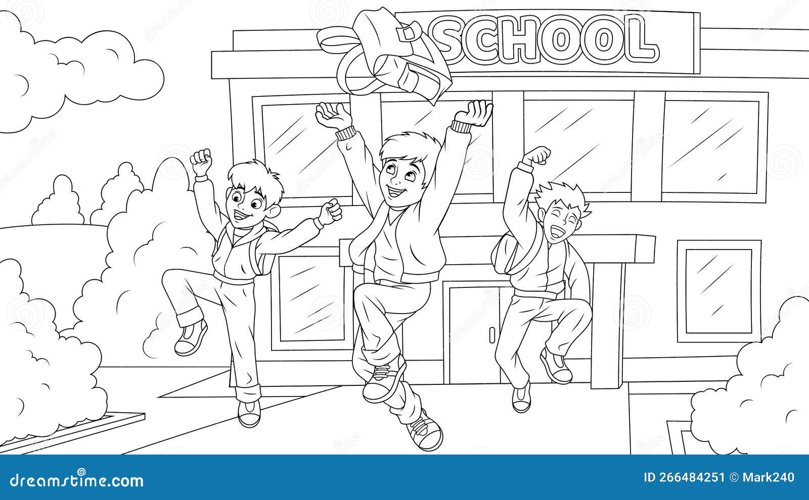 Vector Illustration, School Children Having Fun Outdoors after School ...