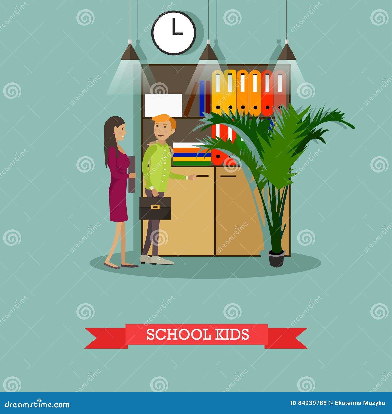 Vector Illustration of School Kids Characters in Flat Style Stock ...