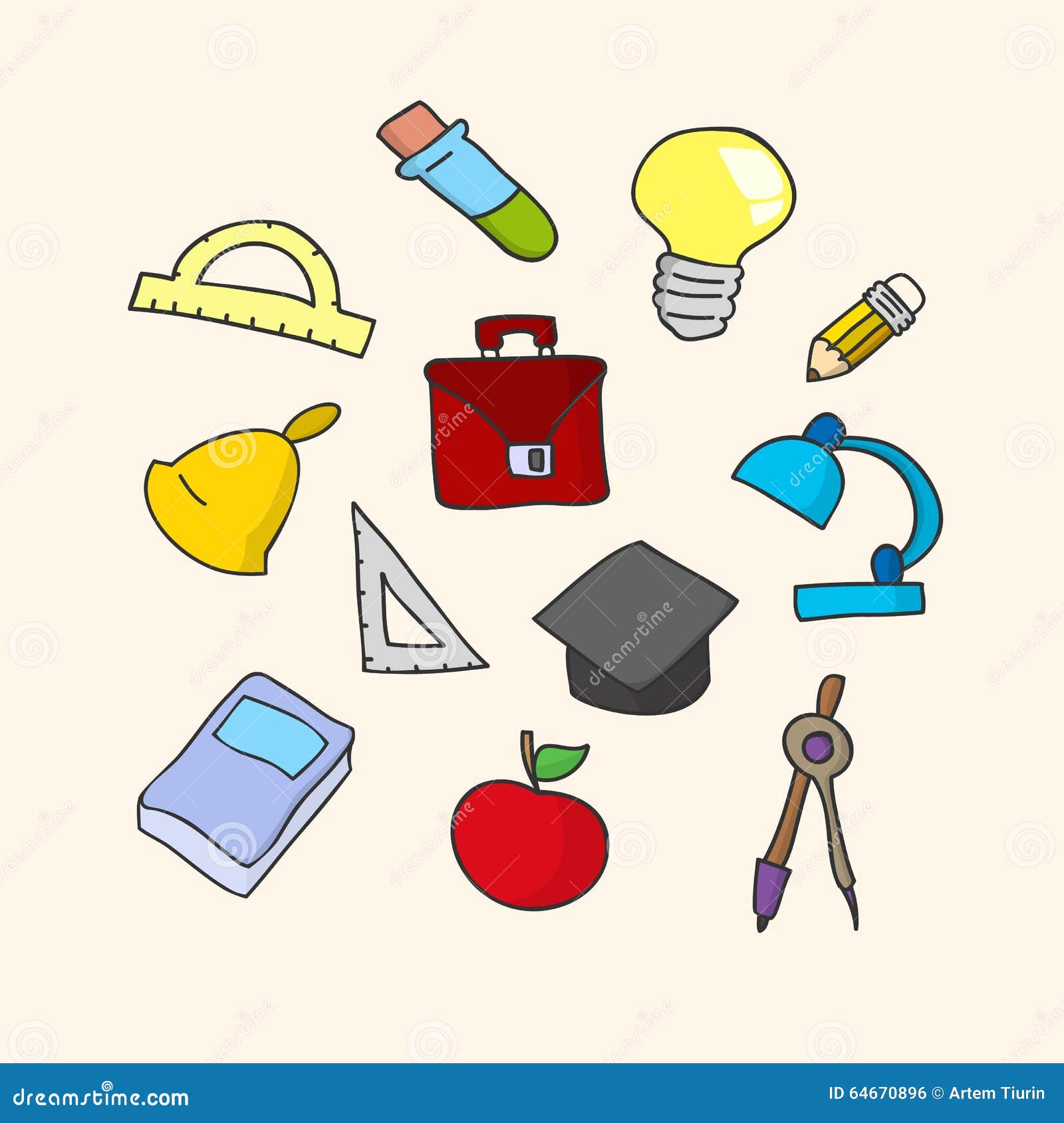 Vector Illustration of School Set. Hand-drown Objects Sketch Stock ...