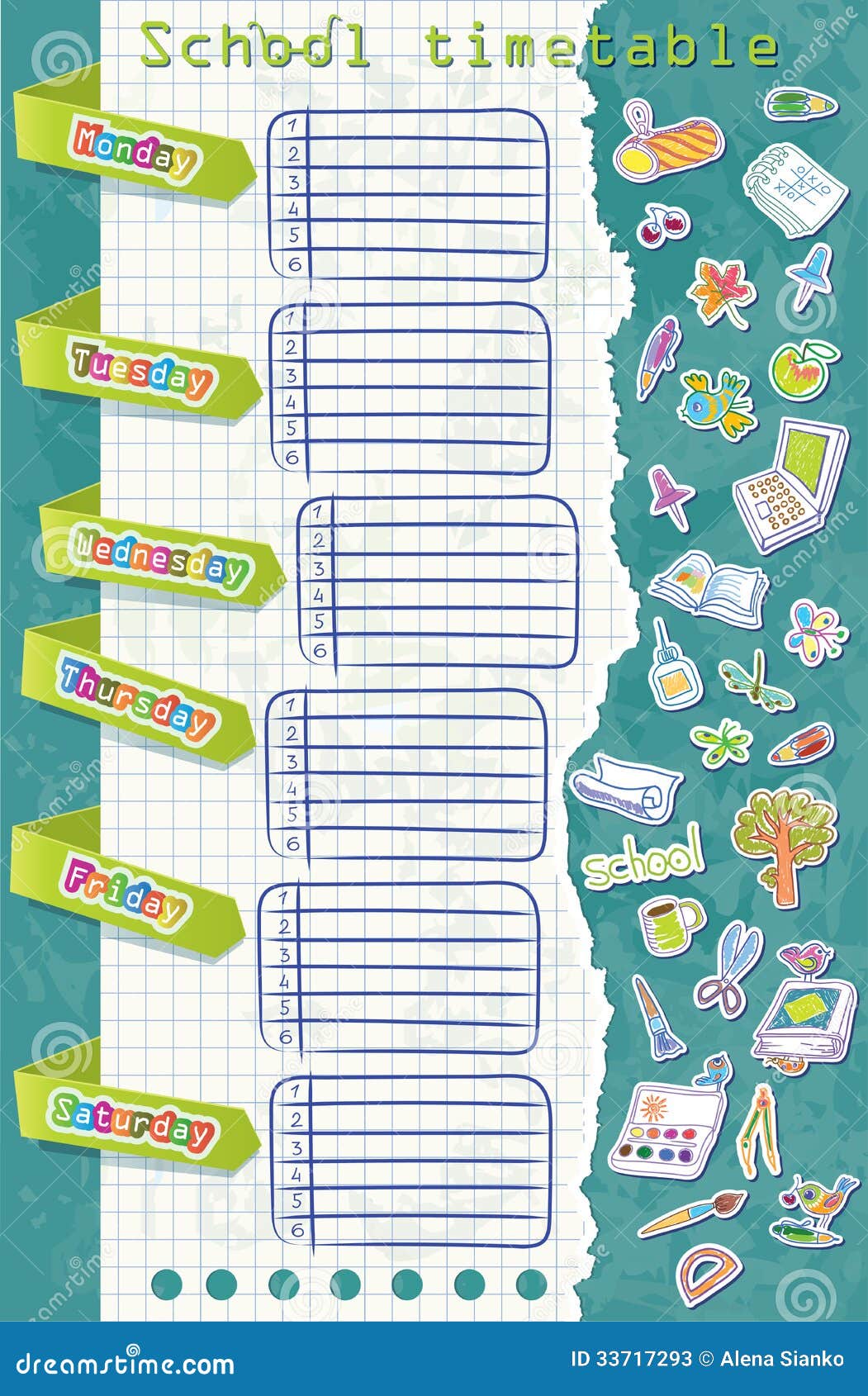 Vector Illustration. School Timetable. Table With | CartoonDealer.com ...