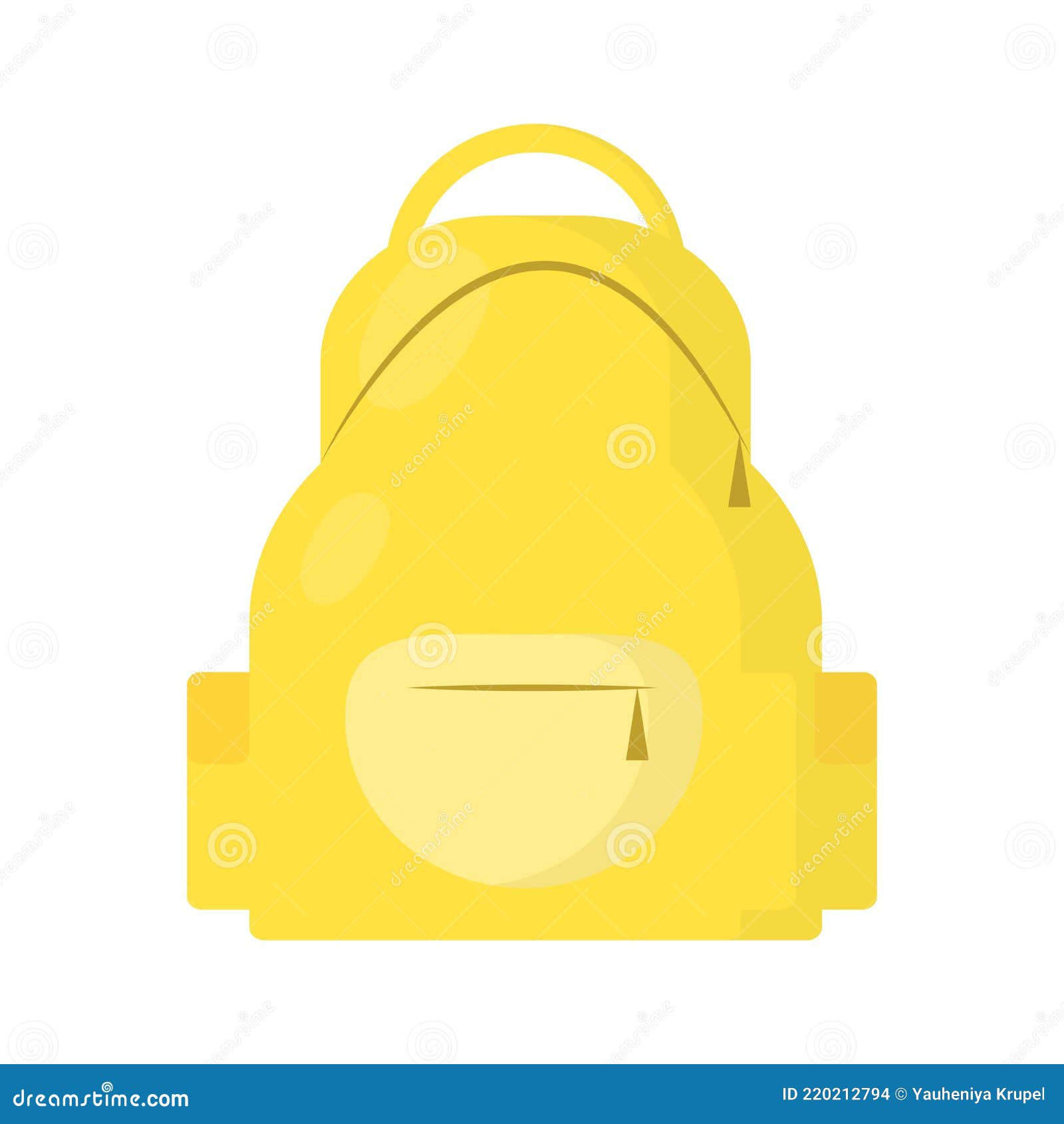 Vector Illustration of School Yellow Backpack in Flat Style Stock ...