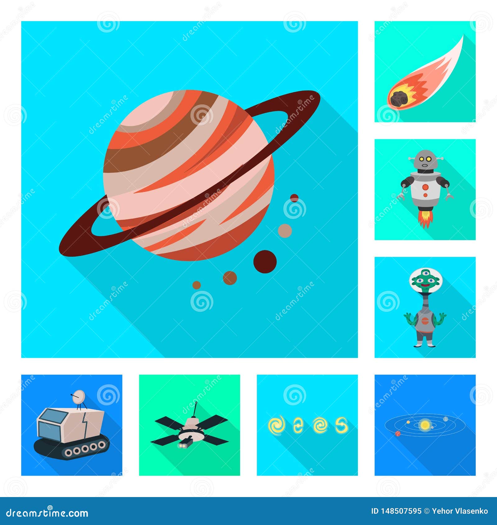 Vector Illustration of Science and Cosmic Symbol. Set of Science and ...