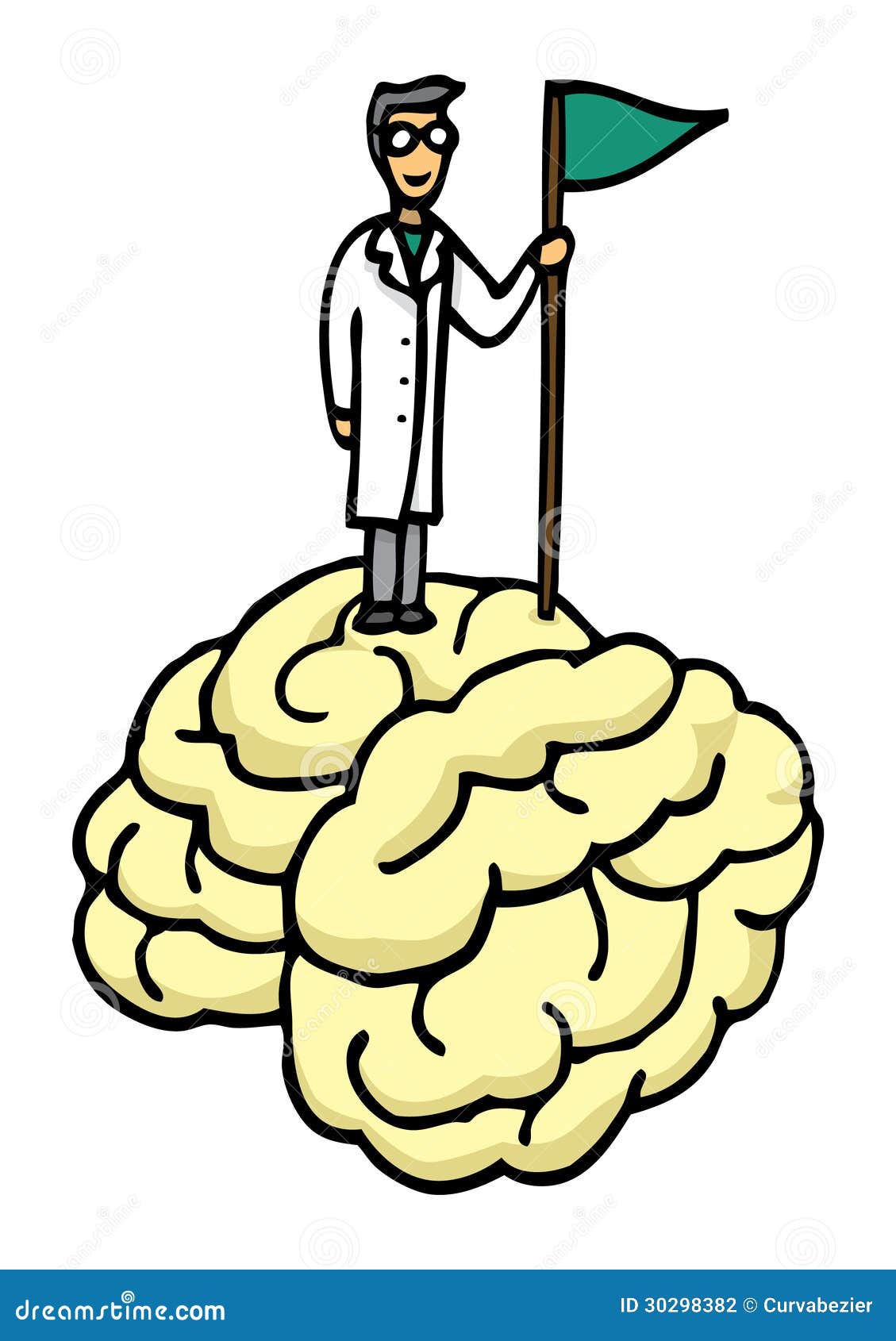Scientist conquering brain stock vector. Illustration of medical - 30298382