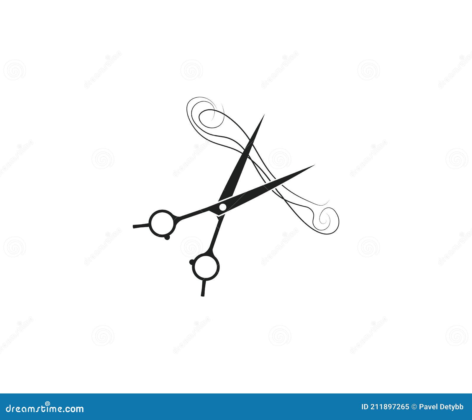 Scissors and Hair Icon on White Background. Vector Illustration Stock ...