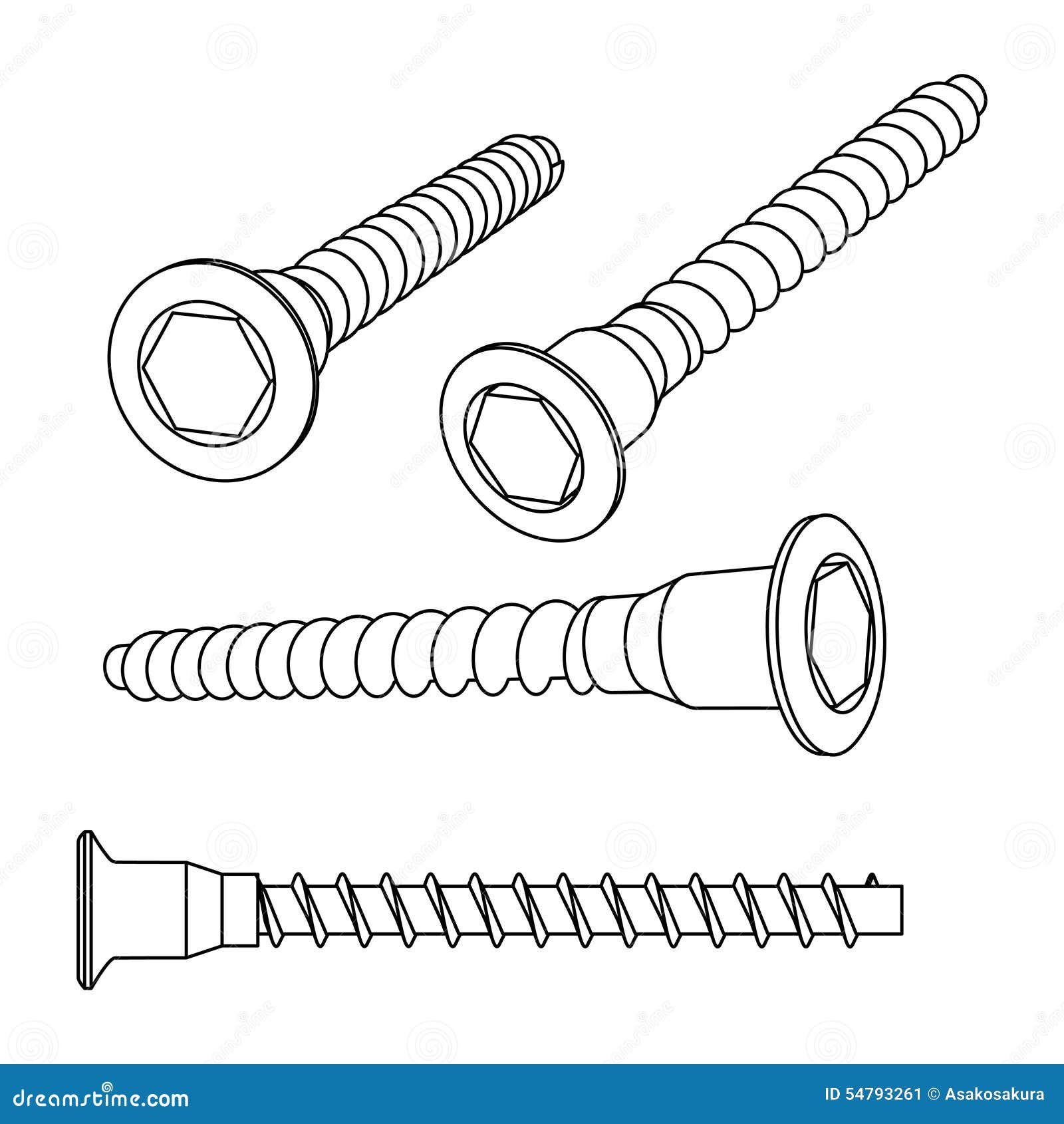 Vector Illustration of Screws Stock Vector - Illustration of ...